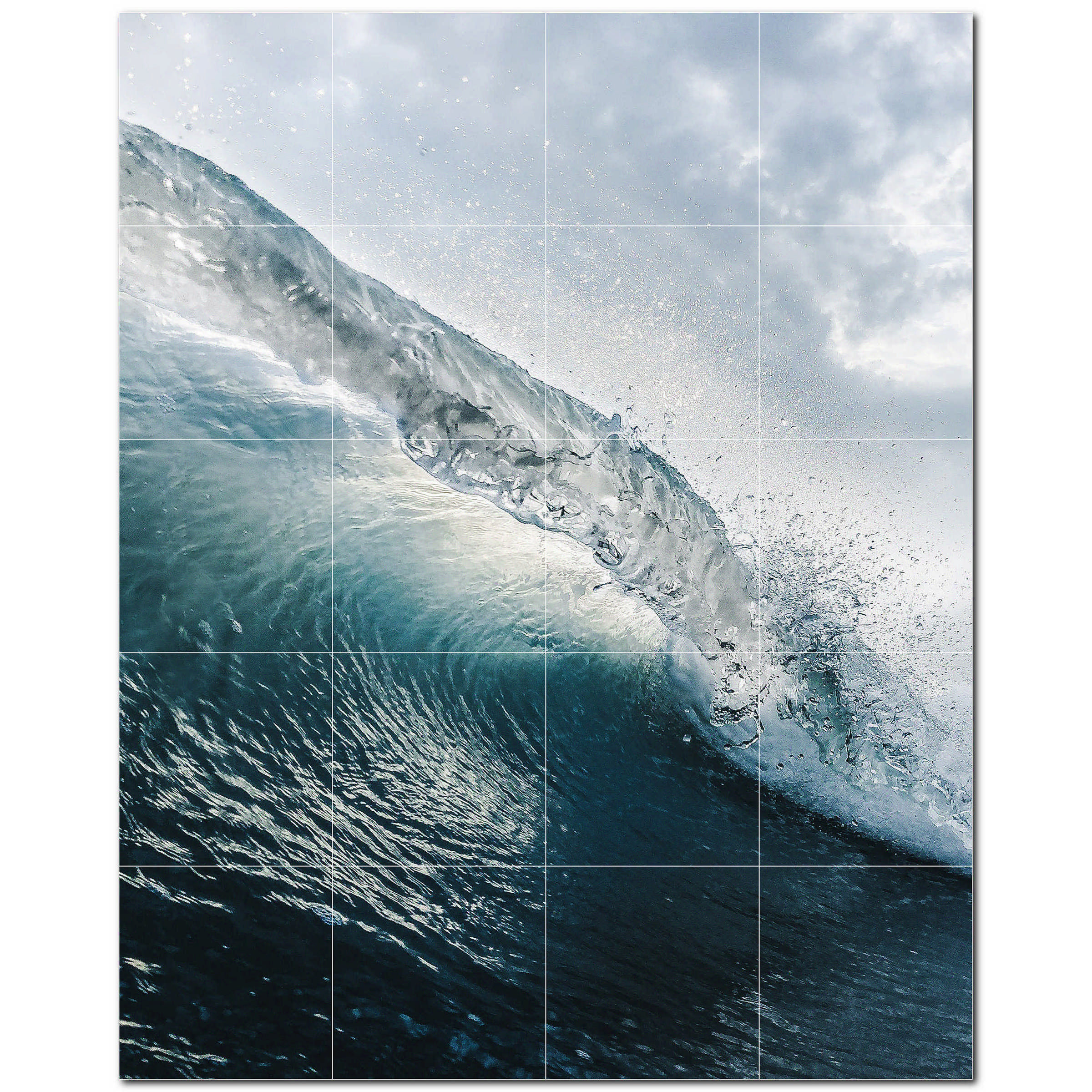 Picture-Tiles.com 48" x 60" Ceramic Waves Photo Decorative Mural Tile ...