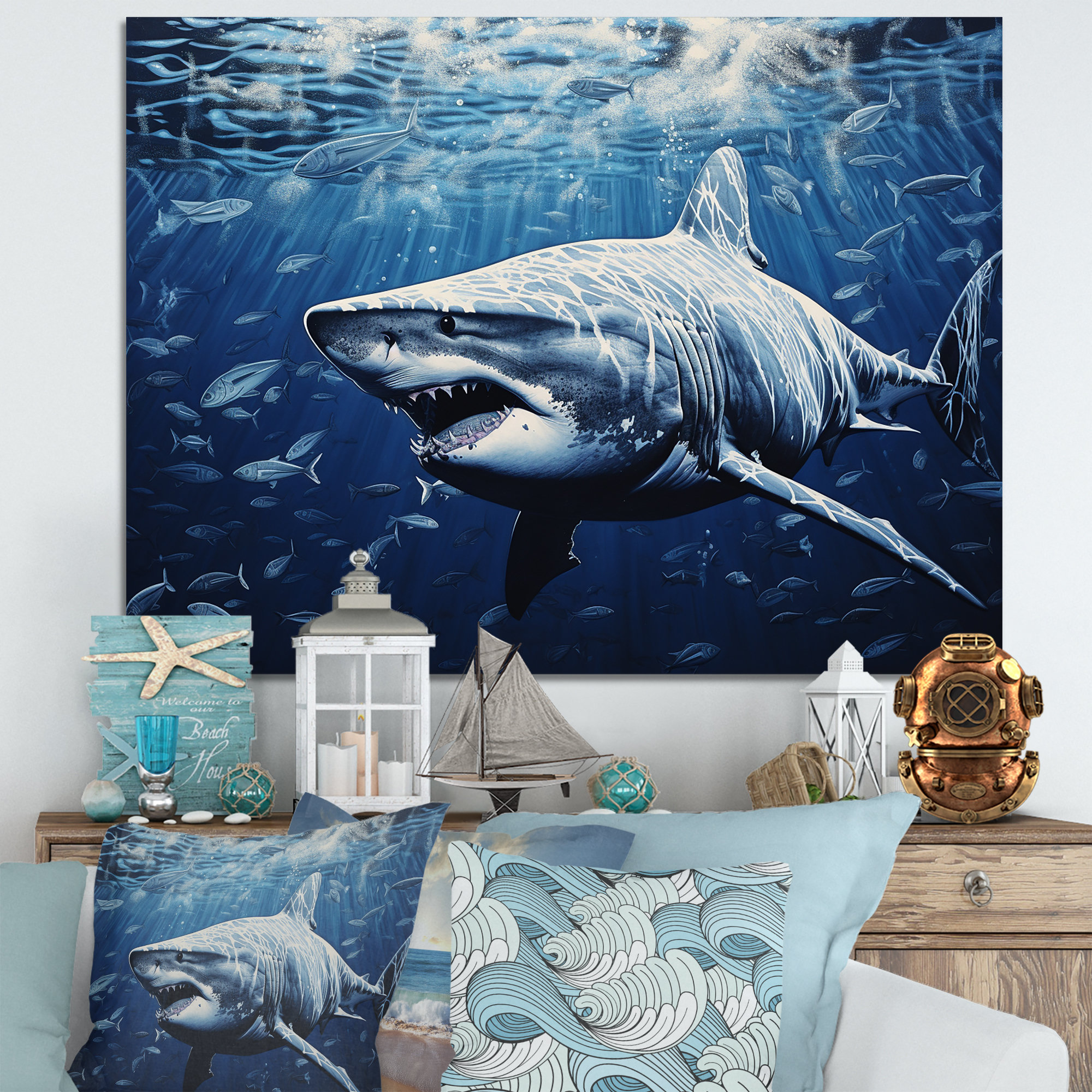 Design Art Bull Shark Depths Photography On Canvas Print | Wayfair