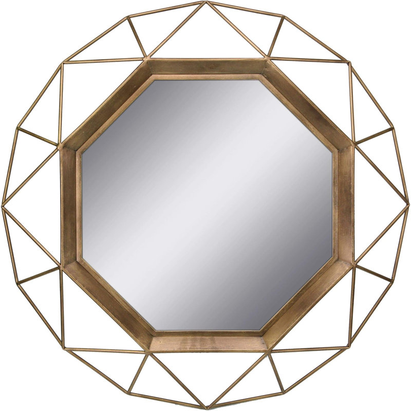 Wrought Studio™ Okeefe Geometric Metal Frame Hanging Accent Mirror with ...