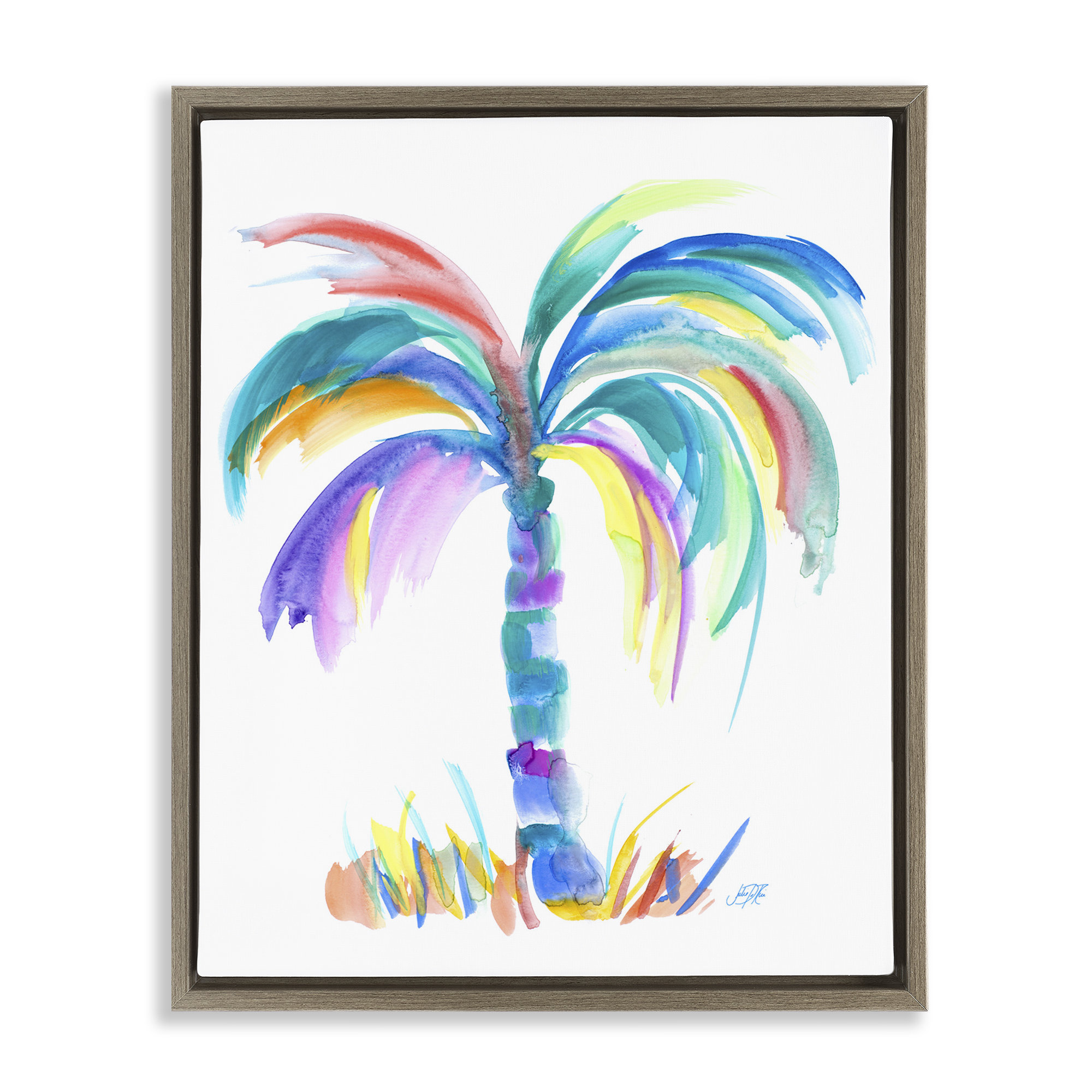 Dovecove Brushed Palm Tree Framed Floater Canvas Wall Art by Julie ...
