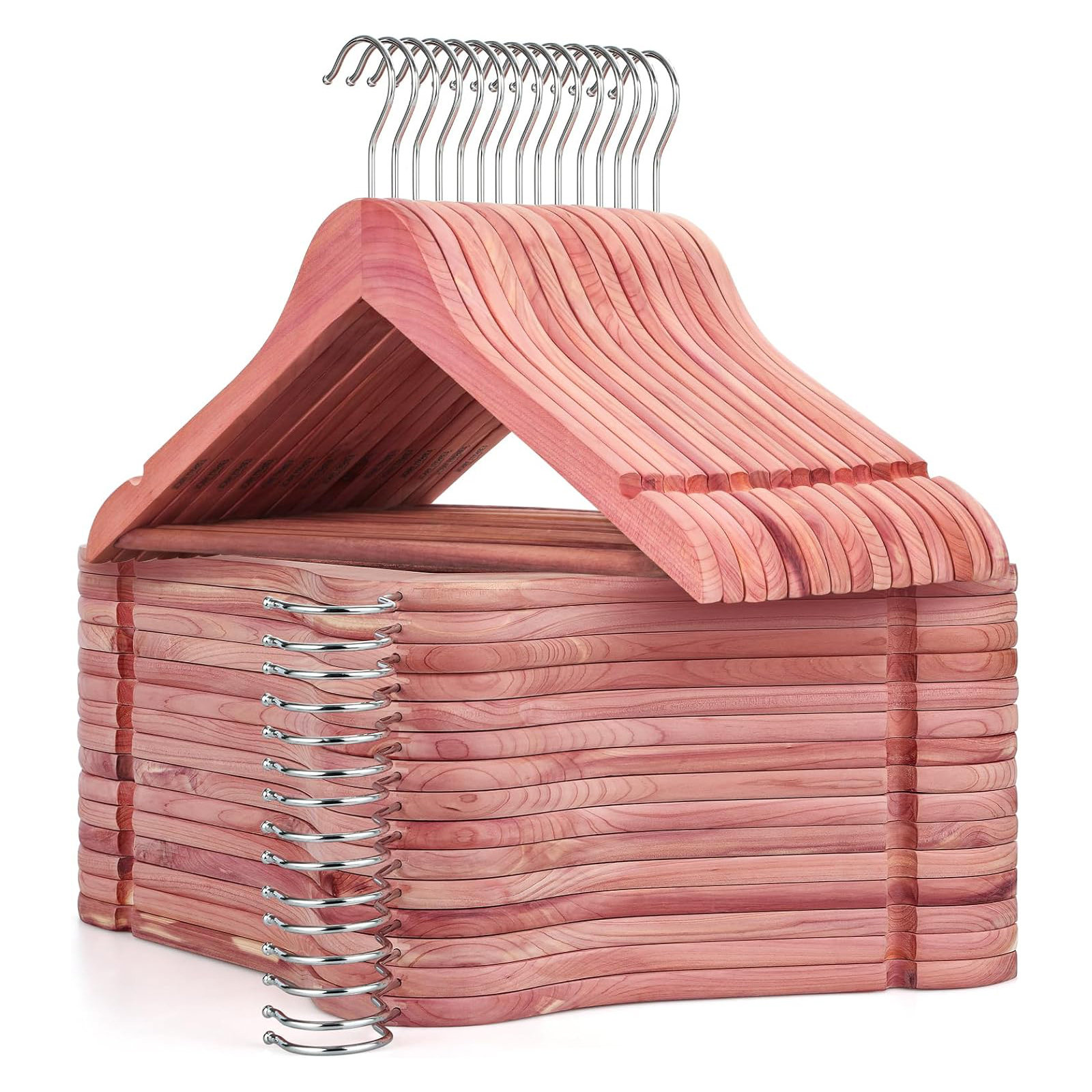 Rebrilliant Red Cedar Wooden Hangers 30 Pack, Smooth Cut Notches, 360 ...