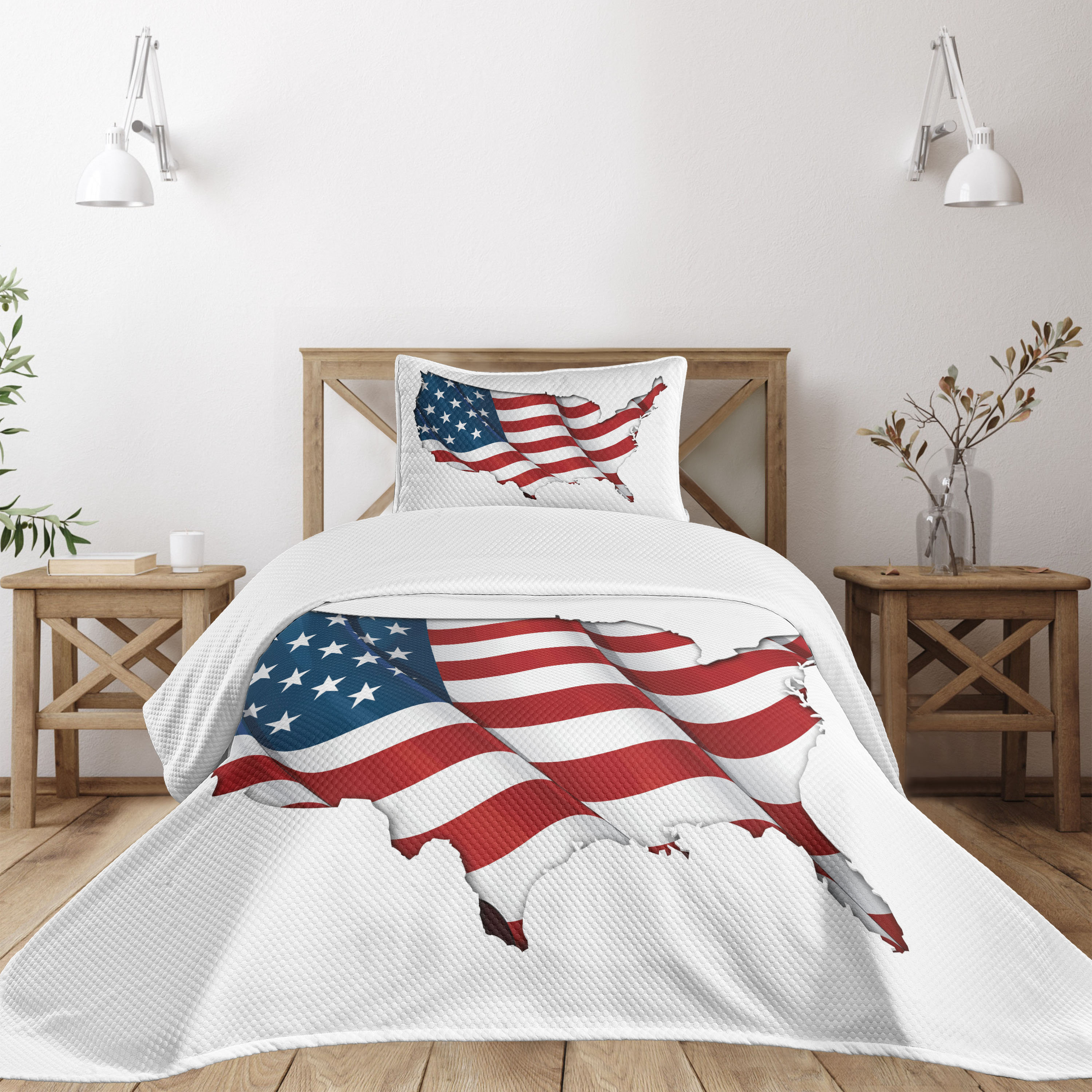 Ambesonne World Map Bedspread United States Flag | Wayfair