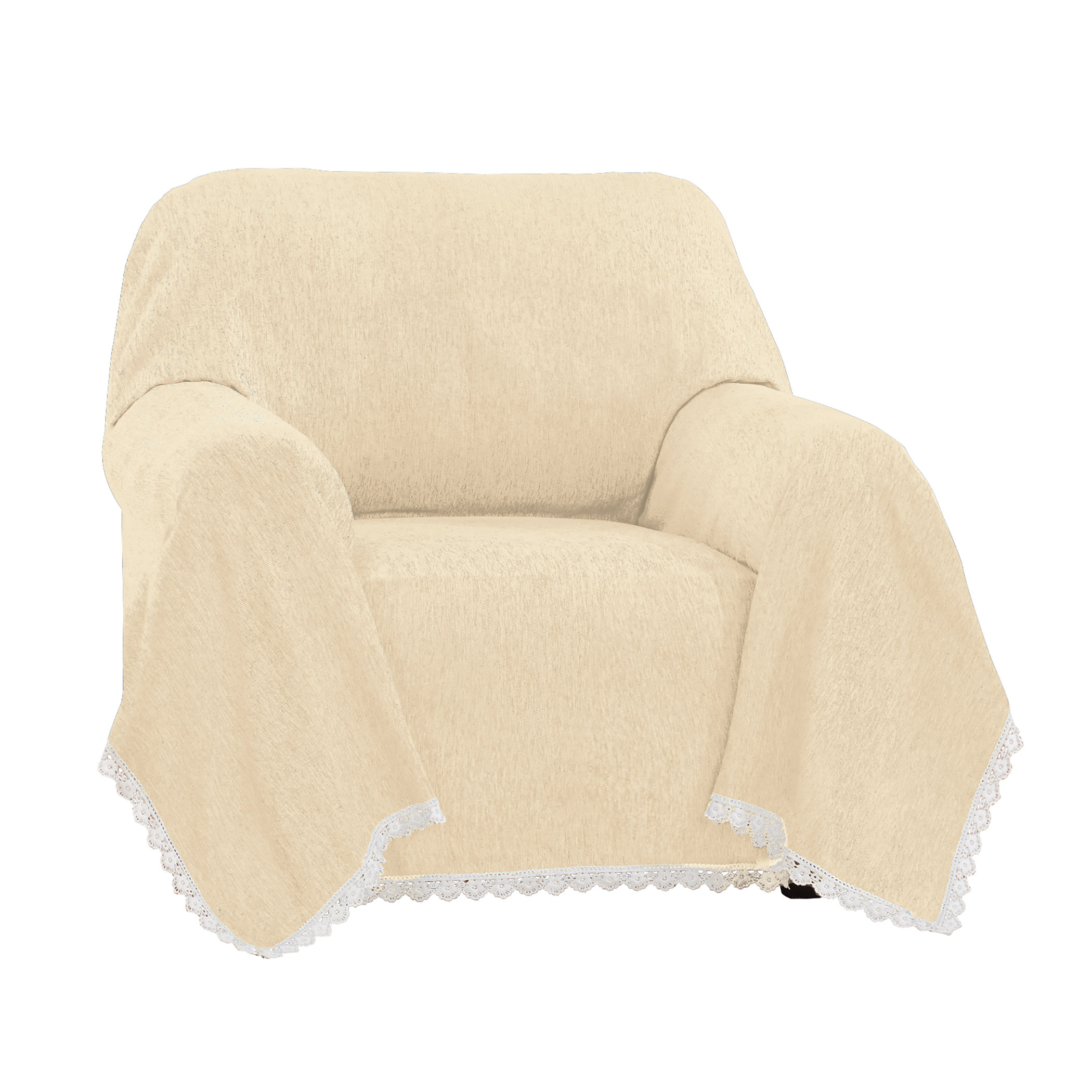 Gracie Oaks Lace Border Furniture Throw | Wayfair