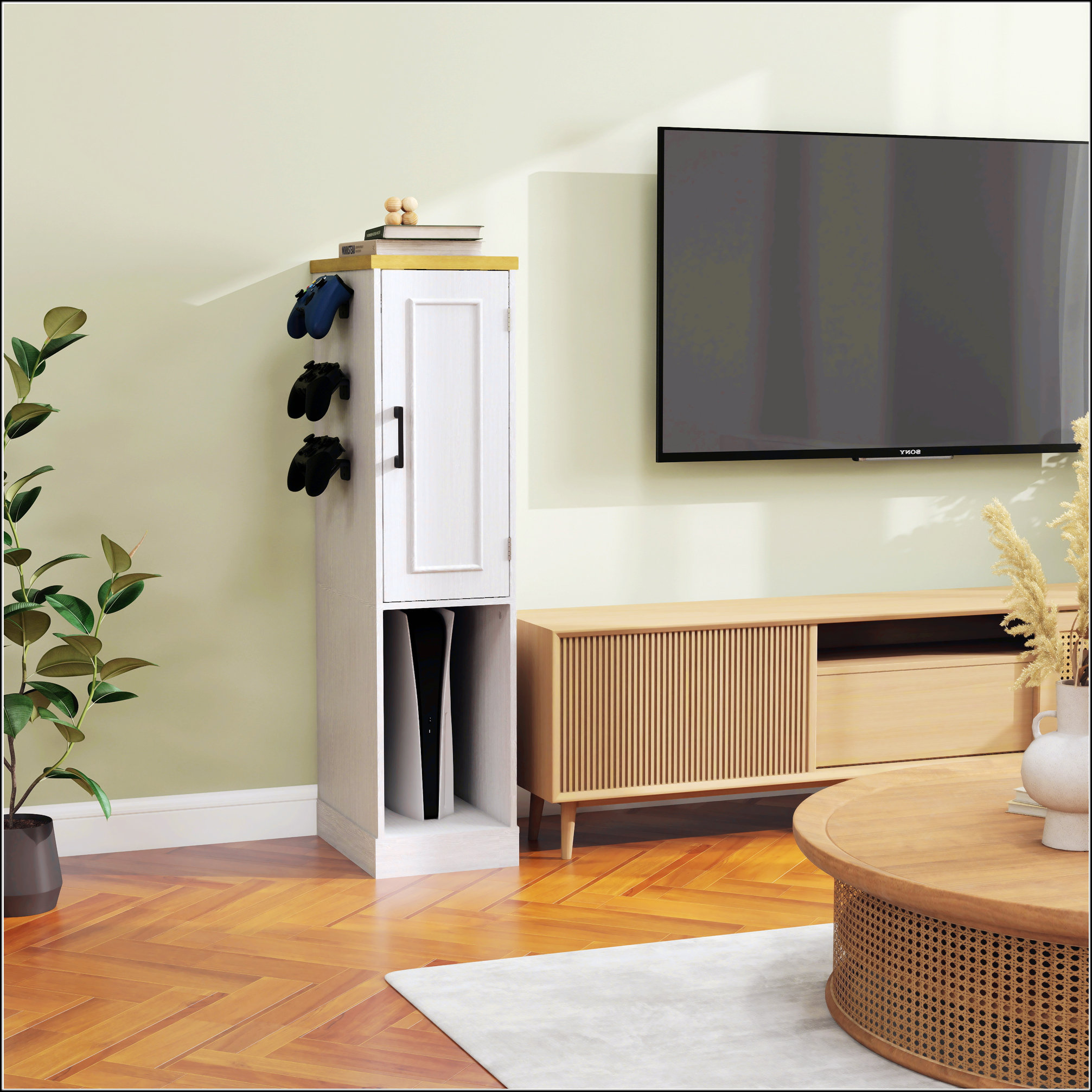 Latitude Run® 44.49 Inch Slim AV Media Stand, Game Console Storage ...