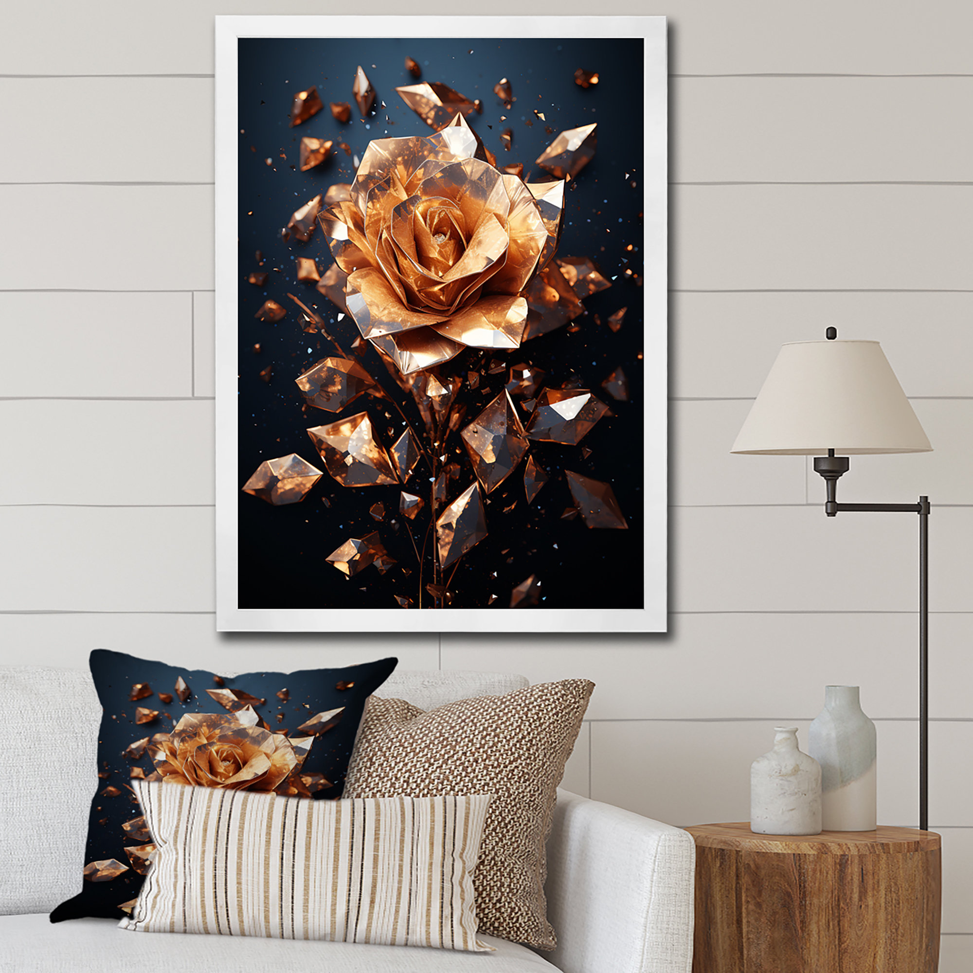 House of Hampton® Gilded Gold And Black Rose Flowers III - Rose Wall ...