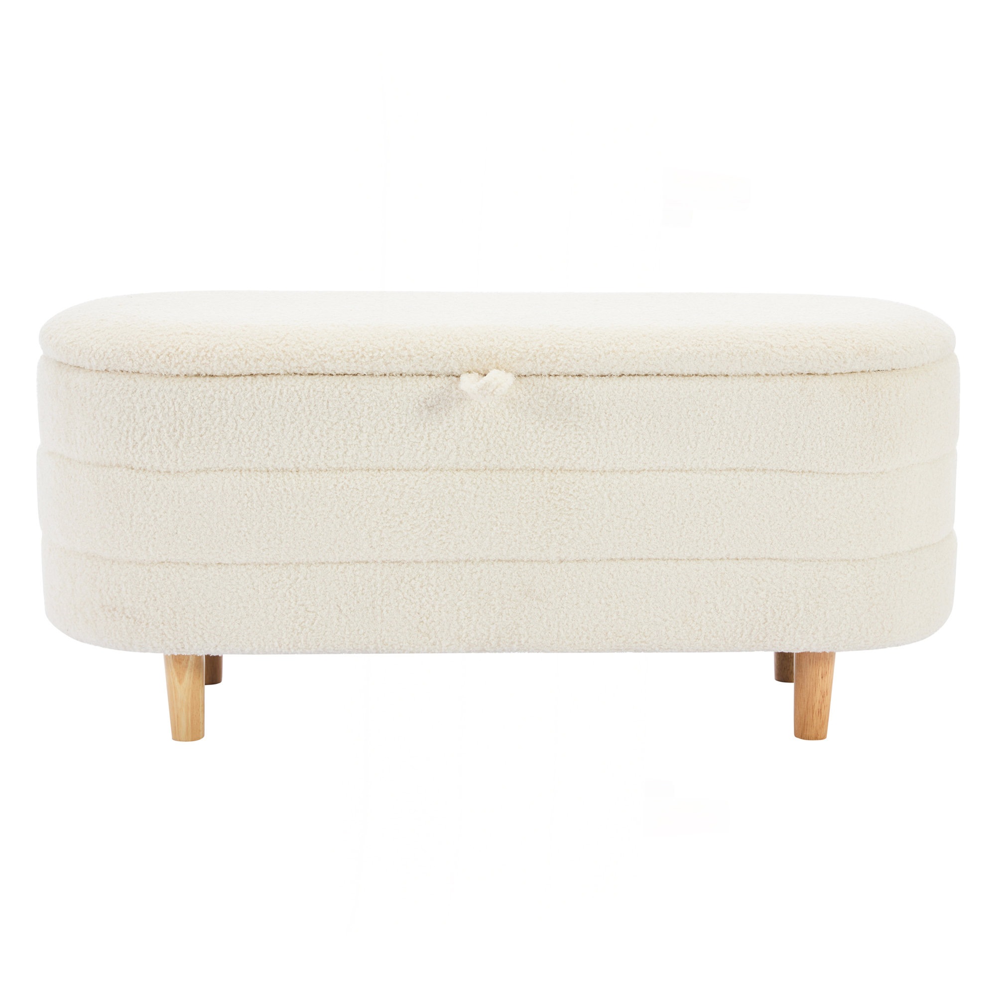 Ebern Designs Elegant Upholstered Sherpa Fabric Storage Ottoman With ...