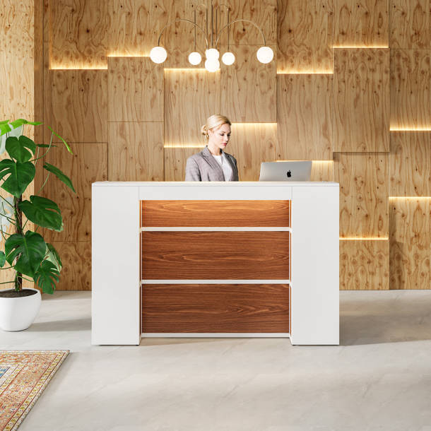 Latitude Run® Rectangular Wood Reception Desk with Filing Cabinet ...