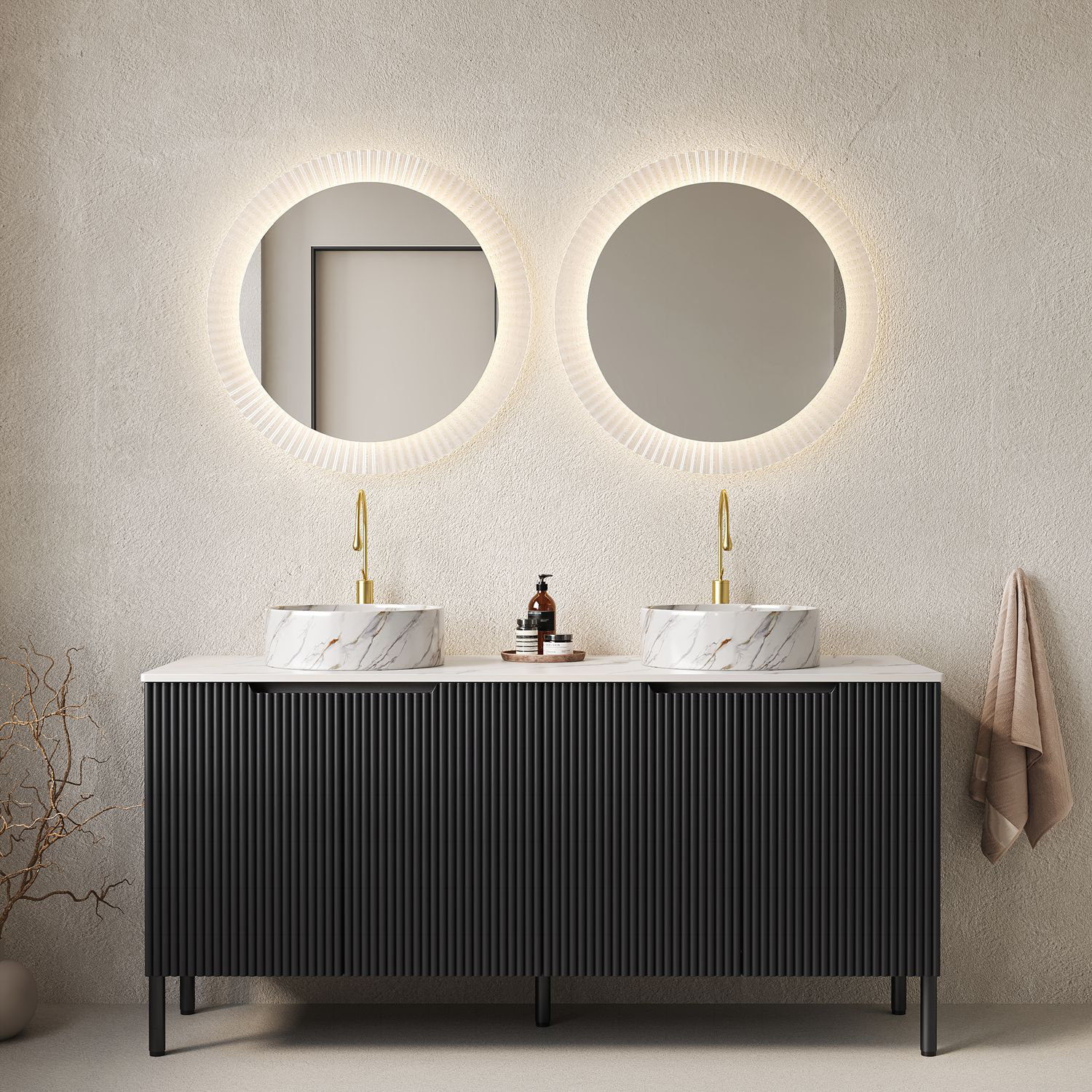 Brayden Studio® 60 Inch Bathroom Vanity with Sinks, Freestanding ...