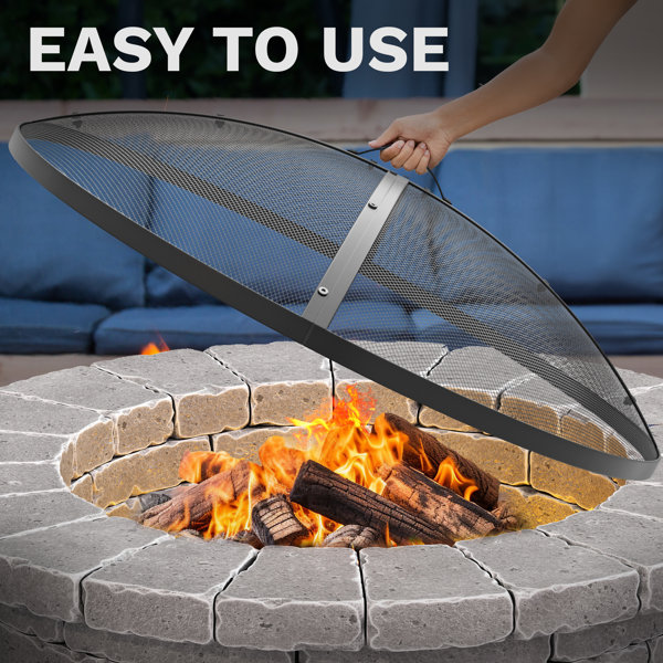 Arlmont & Co. Heavy-Duty Fire Pit Spark Screen With Handle And Poker ...