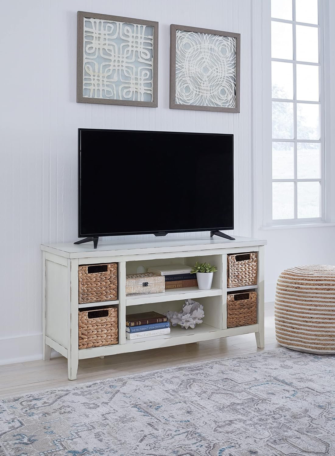 Rosalind Wheeler Whitewash Casual Tv Stand For Tvs Up To 47" With 6 ...