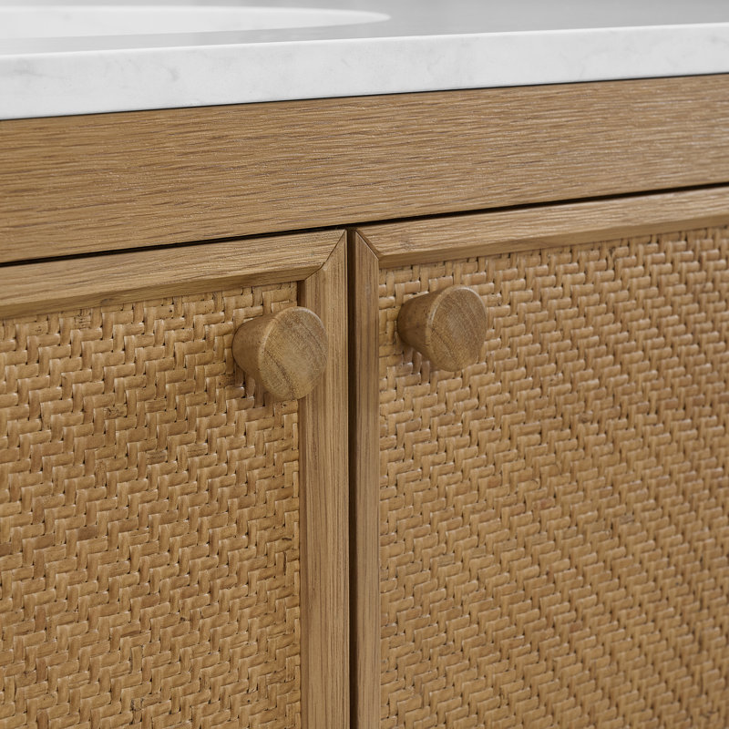 Birch Lane™ Cara 48" Rattan and Oak Bathroom Vanity | Birch Lane