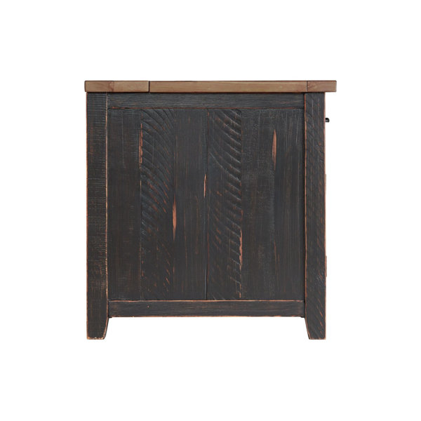 Gracie Oaks Jakendra Solid Wood Top End Table with Storage and Built-In ...