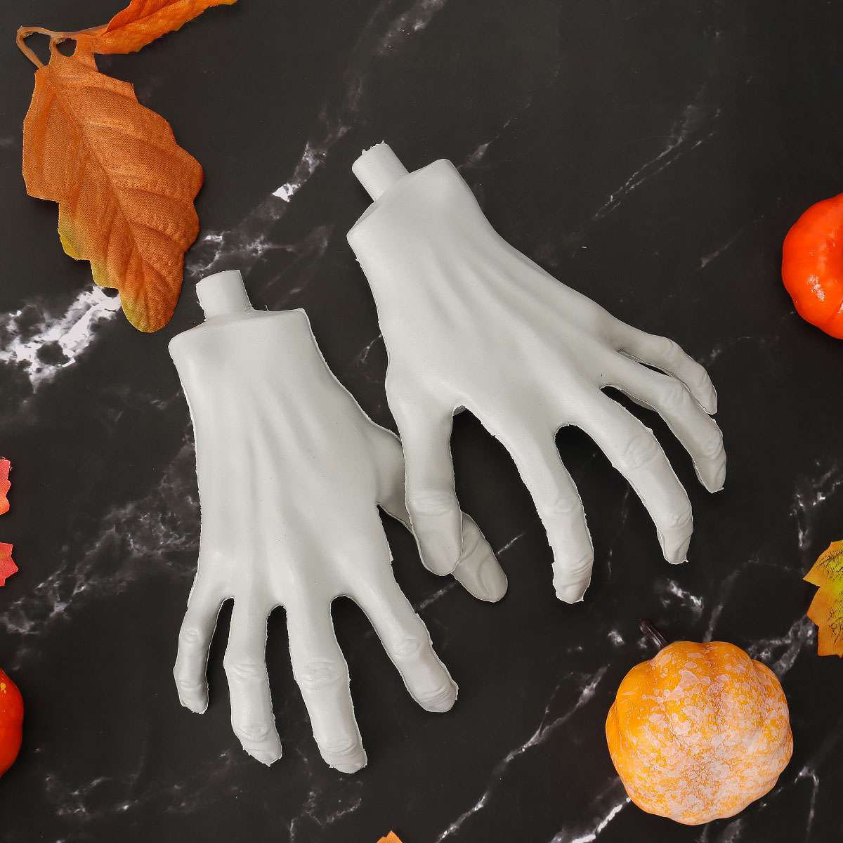 The Holiday Aisle® 1 Pair Halloween Skeleton Hands Realistic Life Size ...