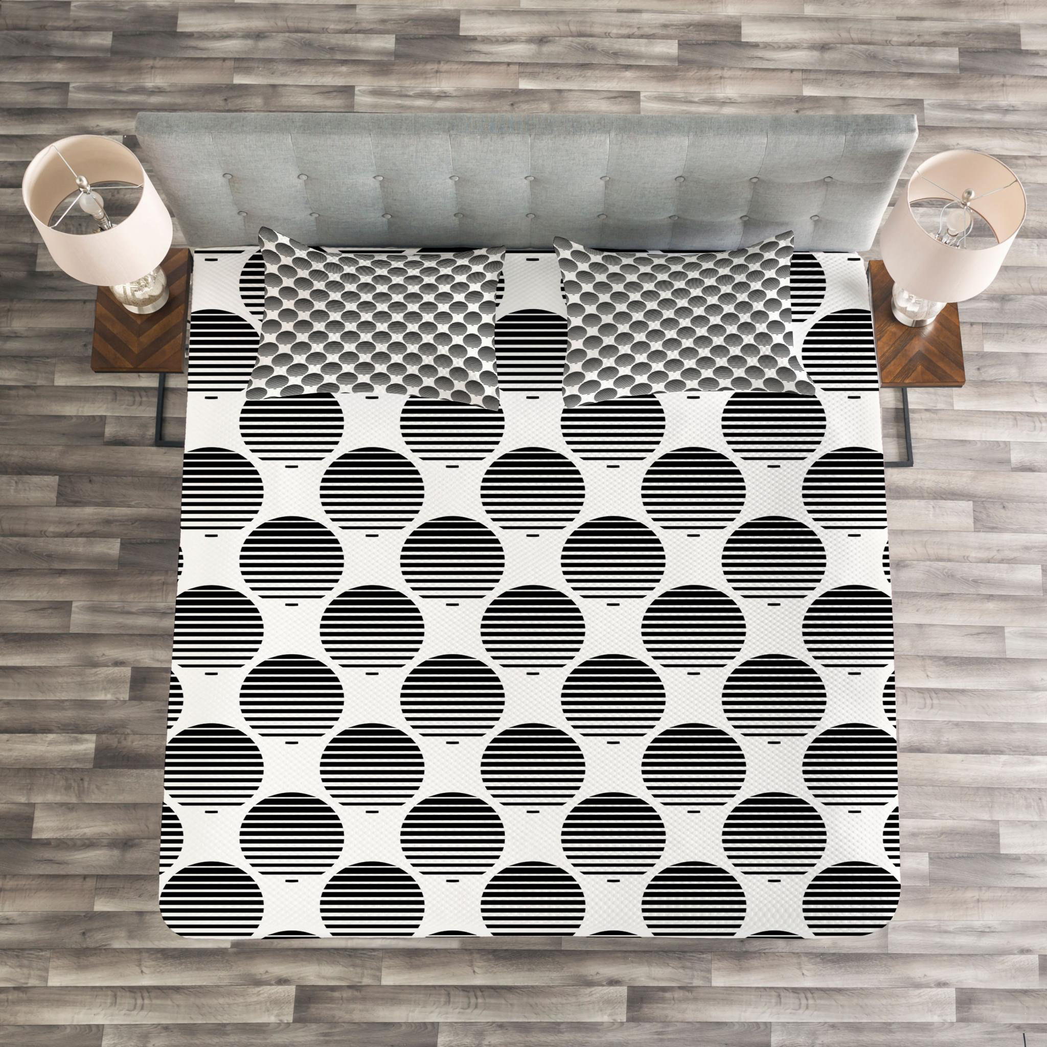 Ambesonne Black/White Microfiber Modern & Contemporary Coverlet Set ...