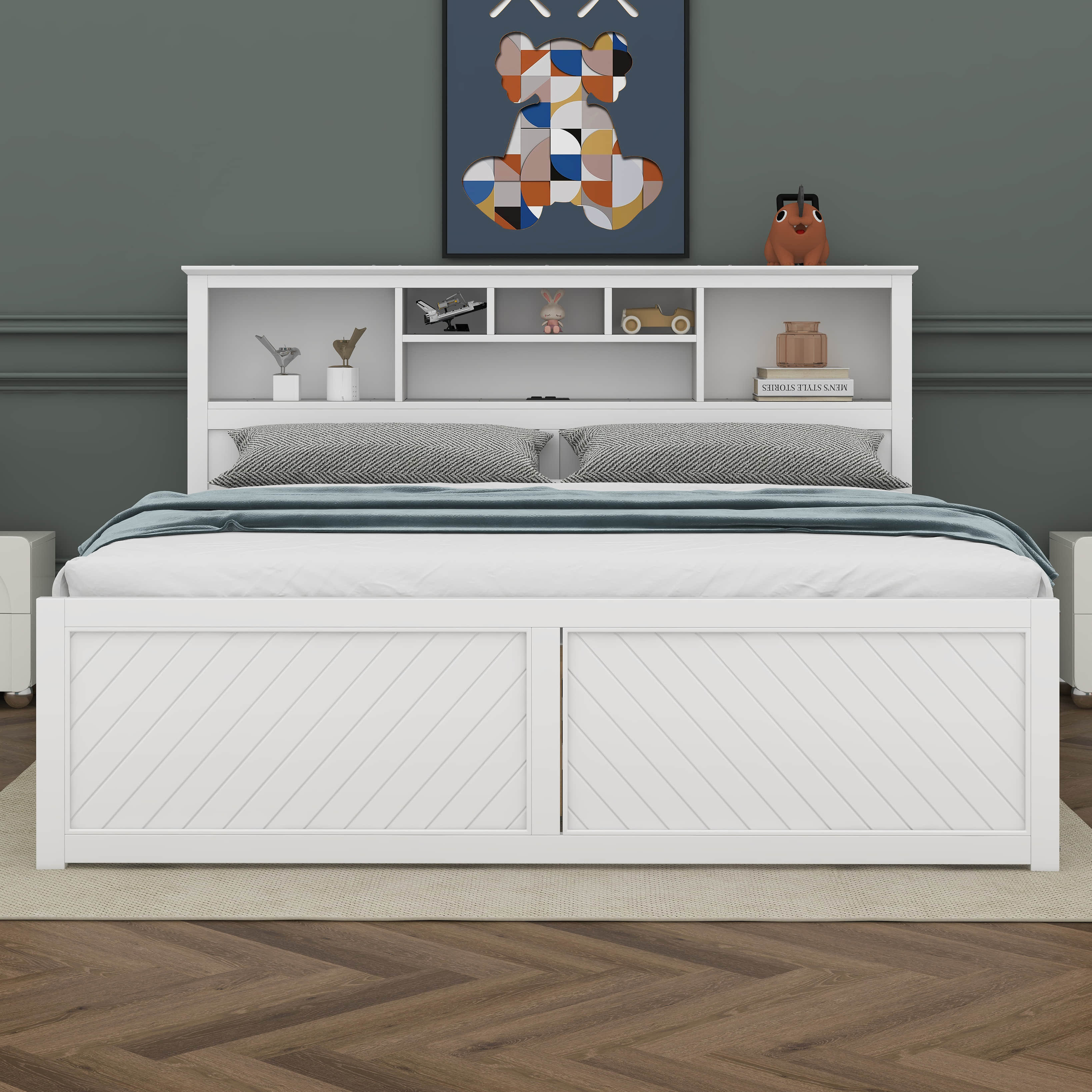 Lark Manor Edrie King Size Wood Platform Bed With Multi-Storage ...