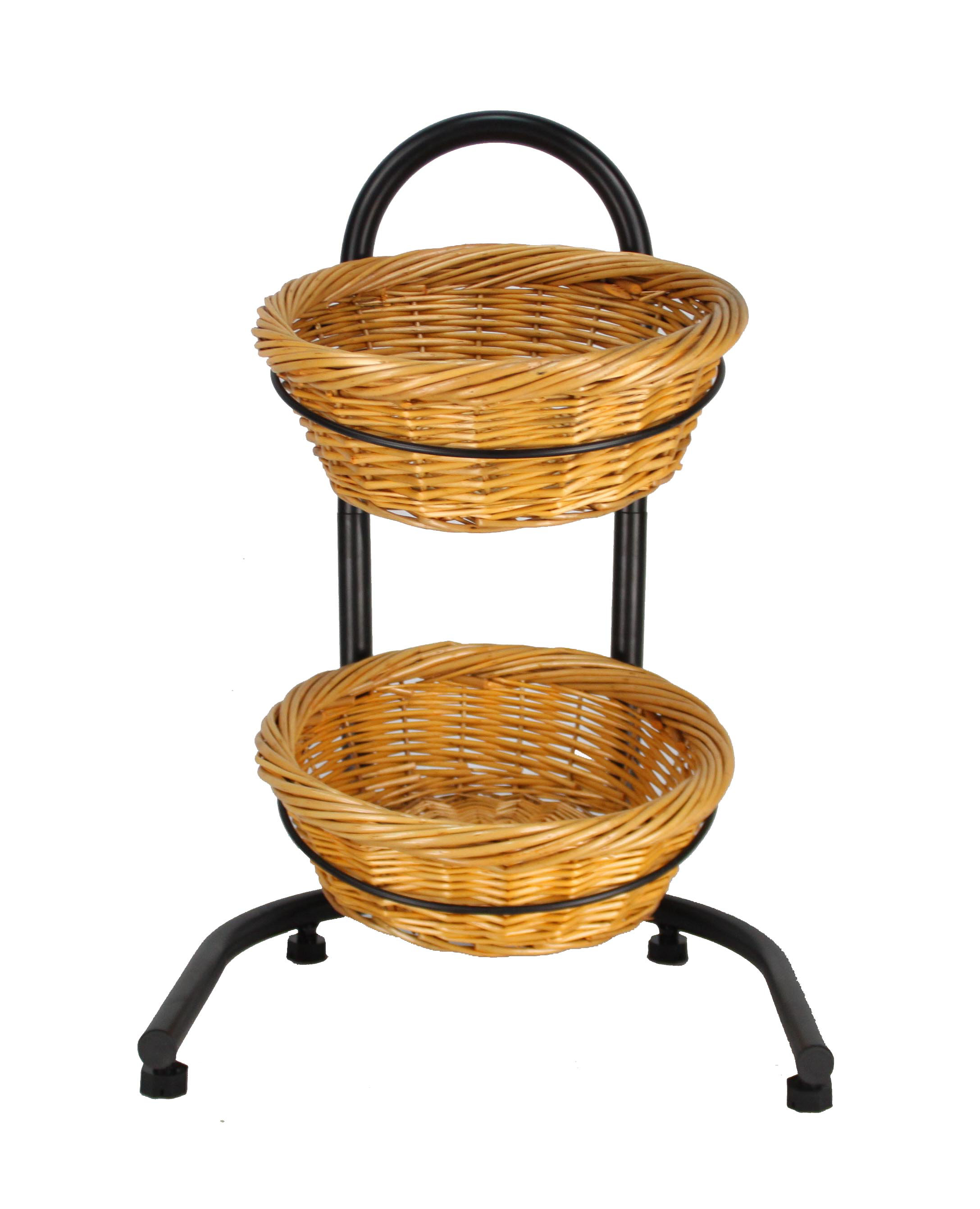 Bay Isle Home 2 Tier Basket Stand, Sign Clips, Wicker - Black | Wayfair