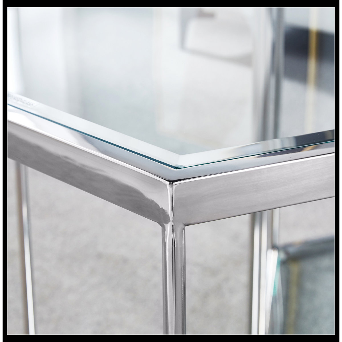 Ivy Bronx Modern Glass End Table with Frame More Storage Space ...