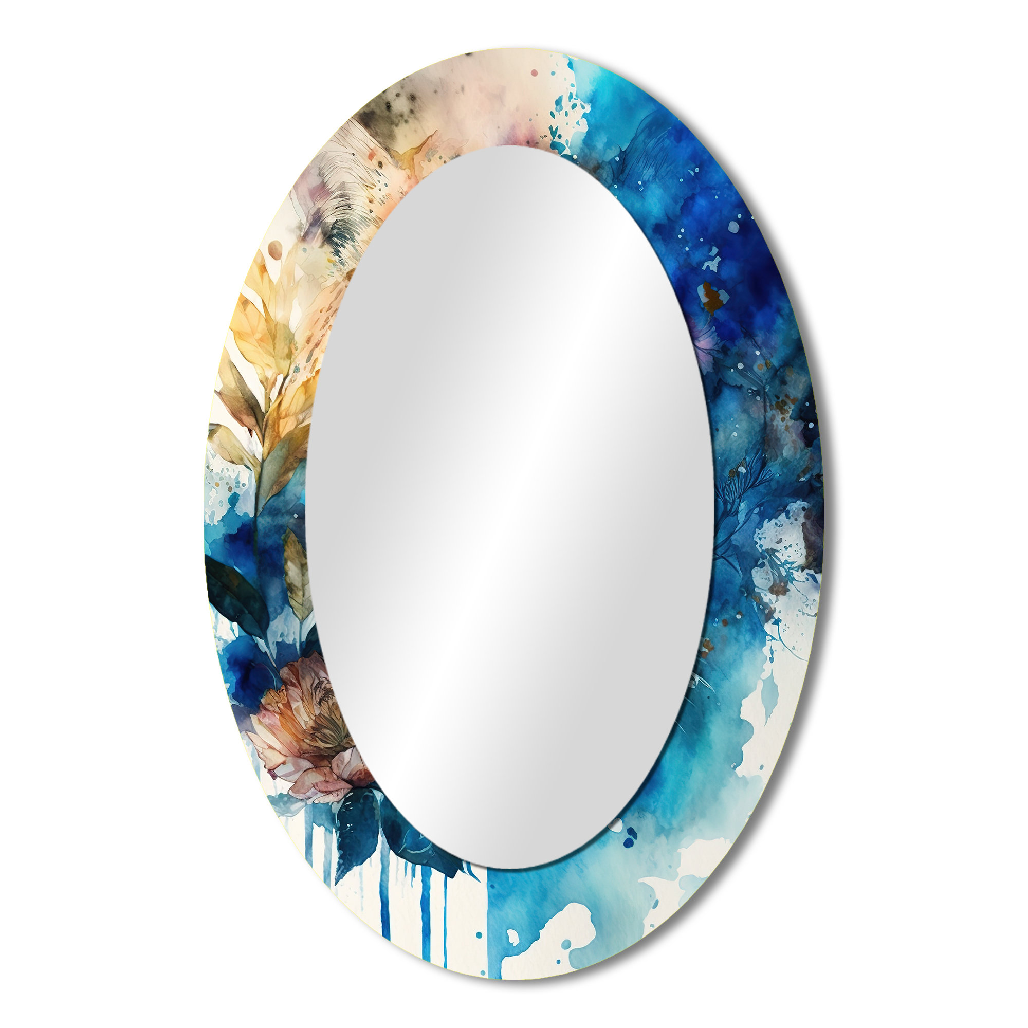 Mercer41 Tiger Portrait With Flowers II - Posh & Luxe Oval Wall Mirror ...