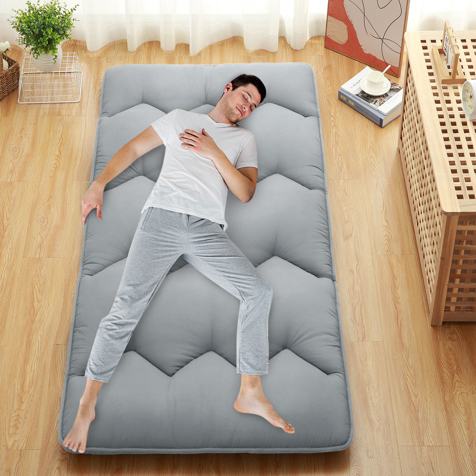 Ebern Designs Japanese Futon Mattress, Foldable Floor Sleeping Bed ...