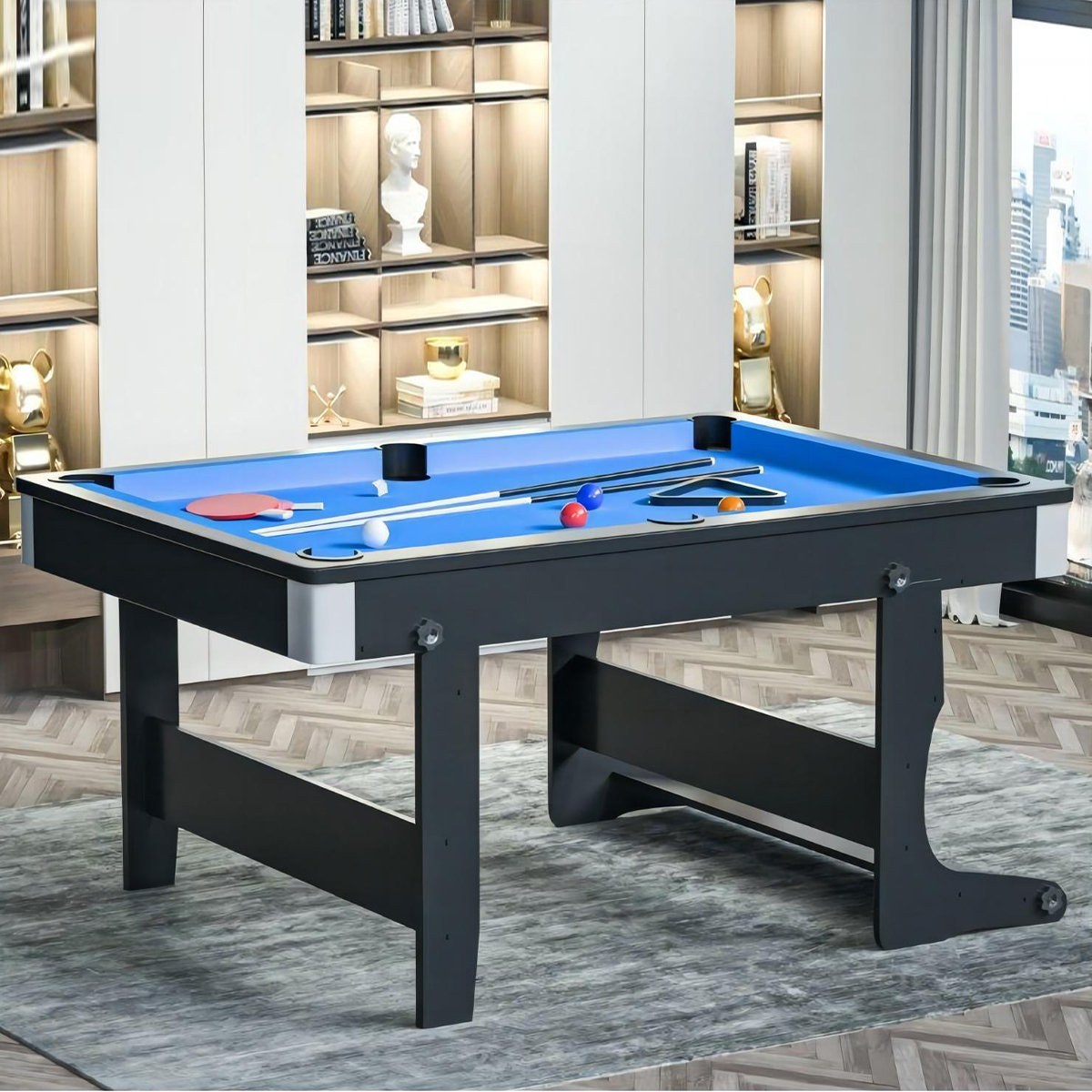 Recon Furniture 3-in-1 Combination Foldable Table Includes Billiards ...