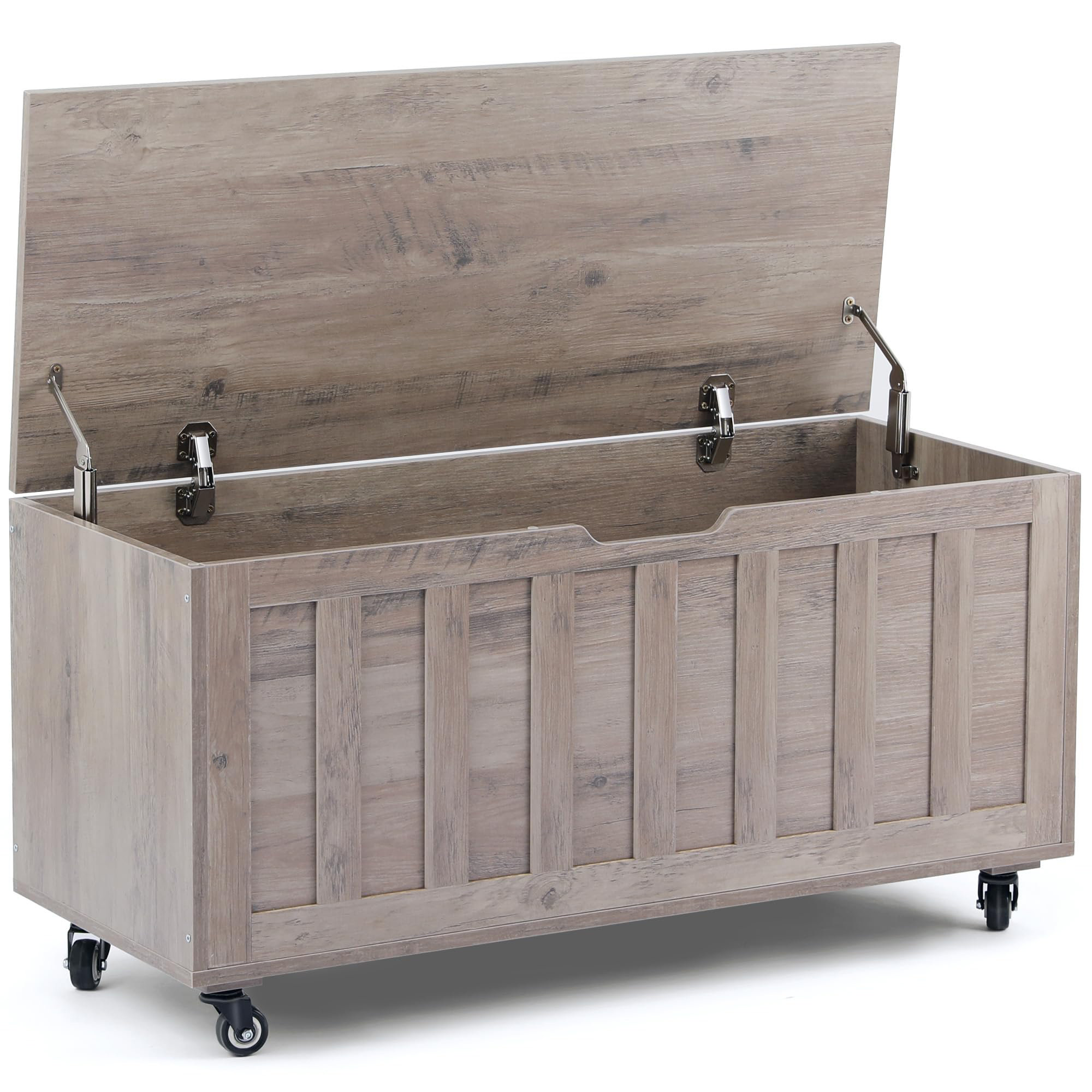Millwood Pines 39.4" Wooden Storage Bench with Wheels | Wayfair