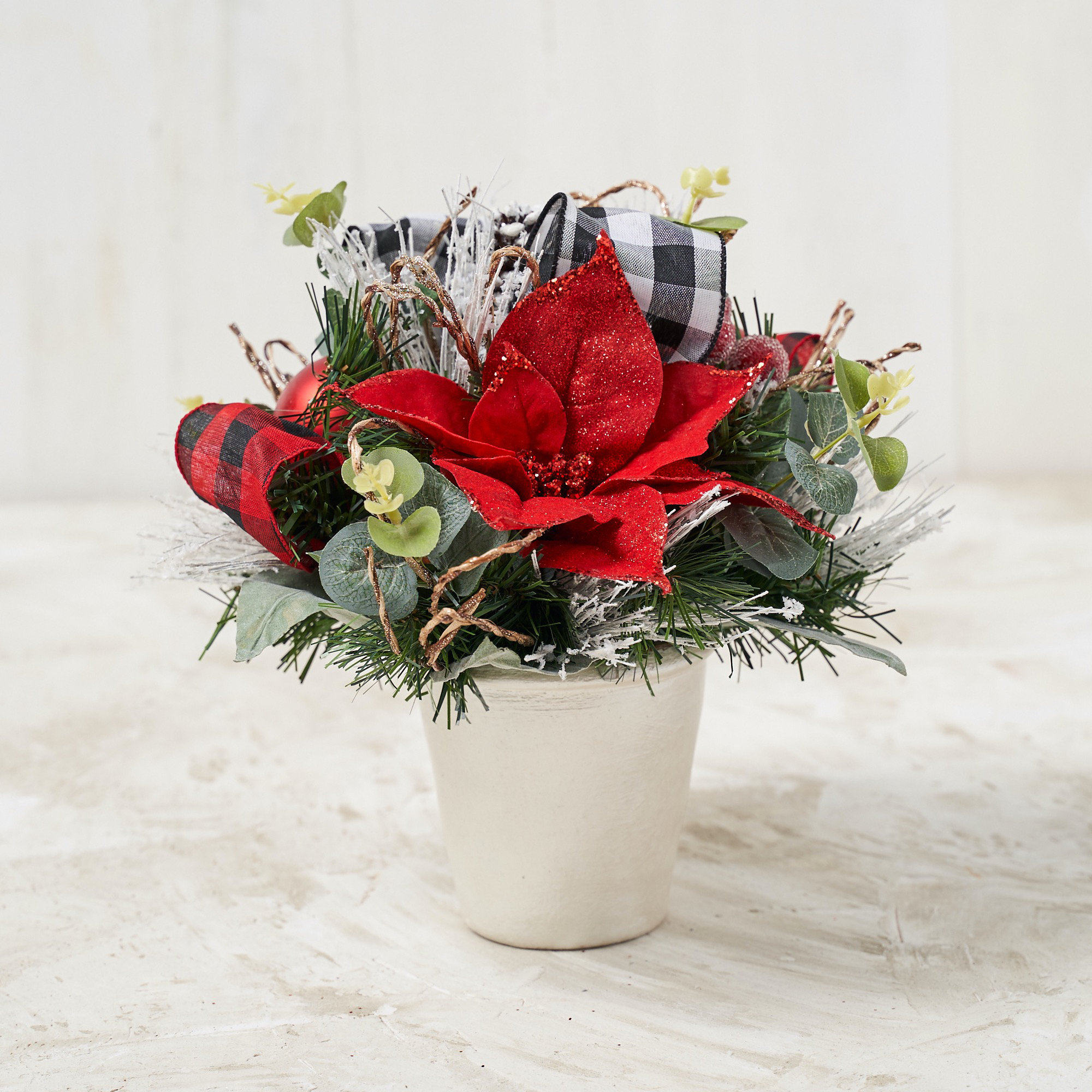 The Holiday Aisle® Poinsettia Centerpiece in Pot | Wayfair