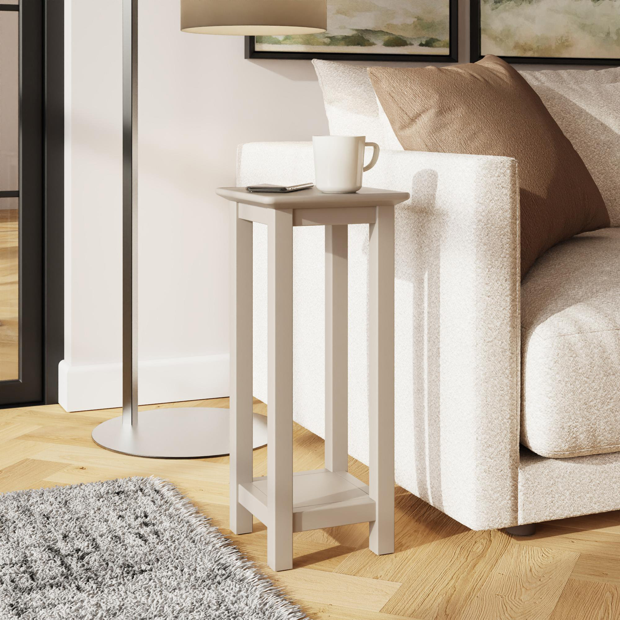 ClassicLiving Accetturri Side End Table Plant Stand with Bottom Shelf ...