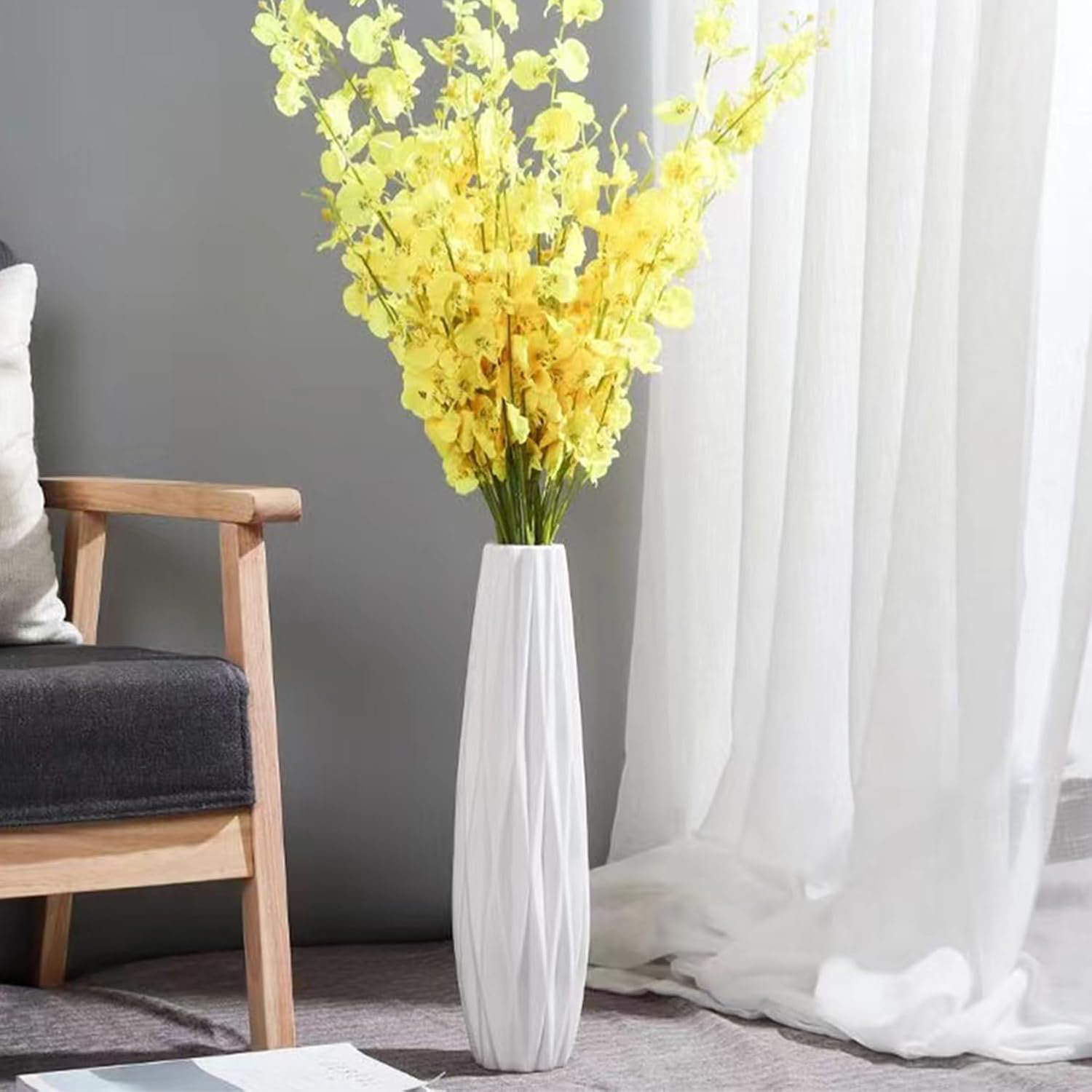 Latitude Run® Modern White Ceramic Floor Vase For Home And Office Decor ...