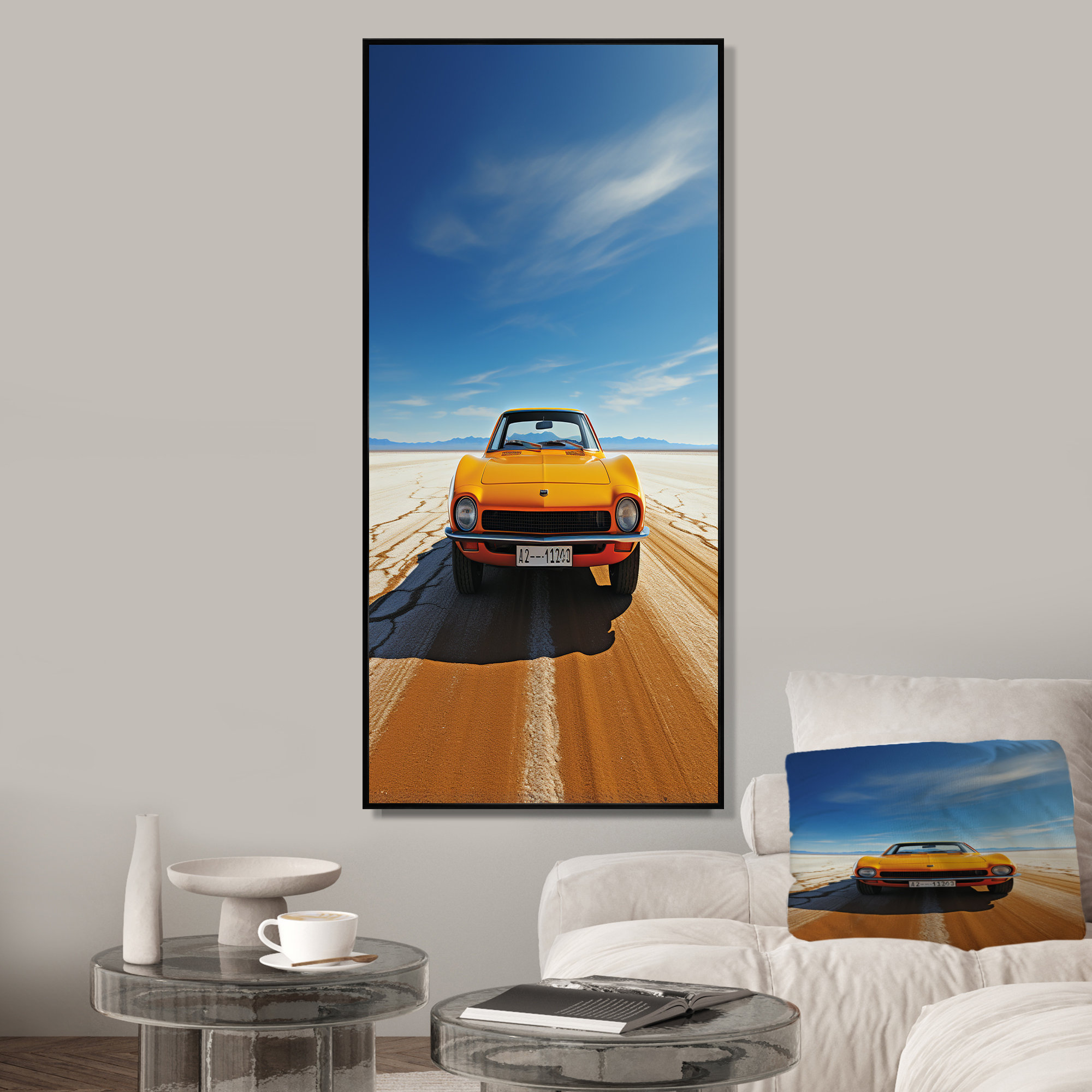 Ebern Designs Yellow American Muscle Car Speedway - Muscle Car Wall Art ...
