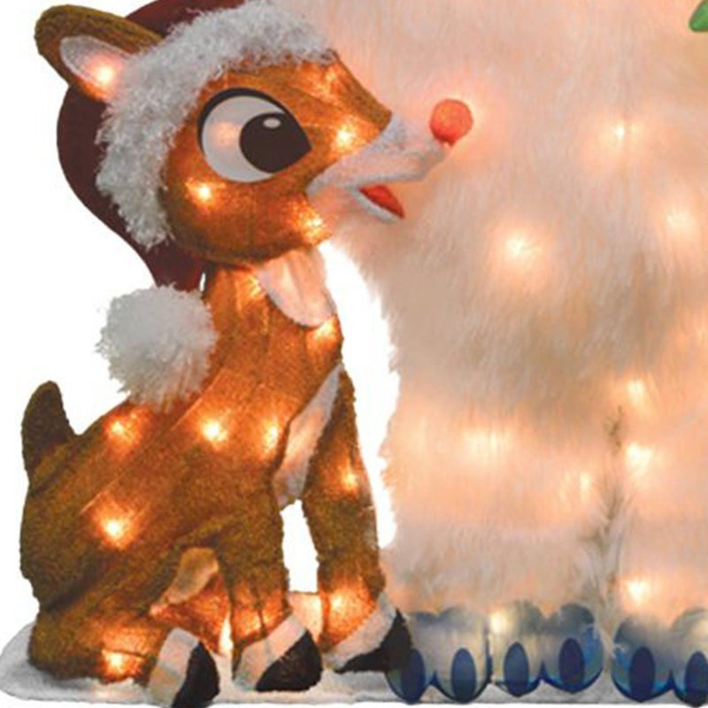 ProductWorks 32" Rudolph & Bumble Pre-Lit Christmas Yard Ornament ...