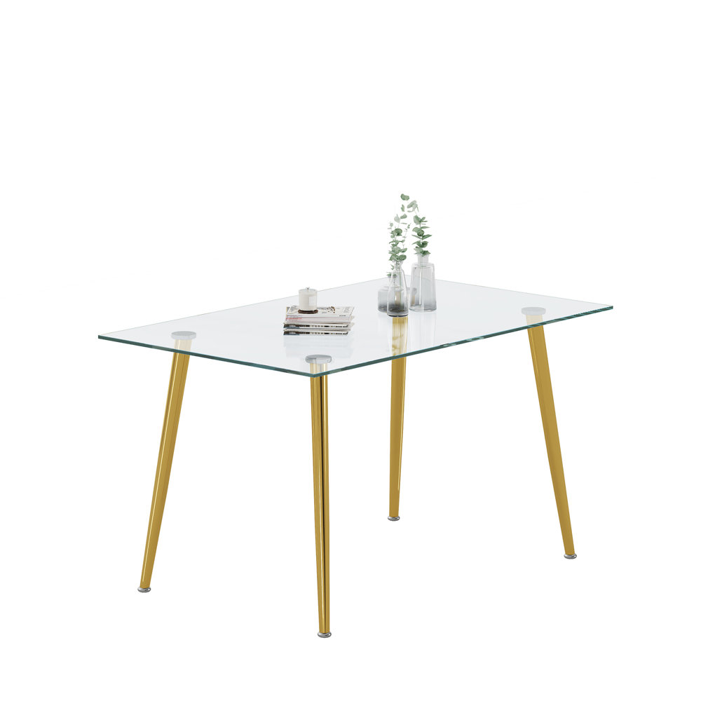 Mercer41 Tsun Glass Top Metal Base Dining Table | Wayfair