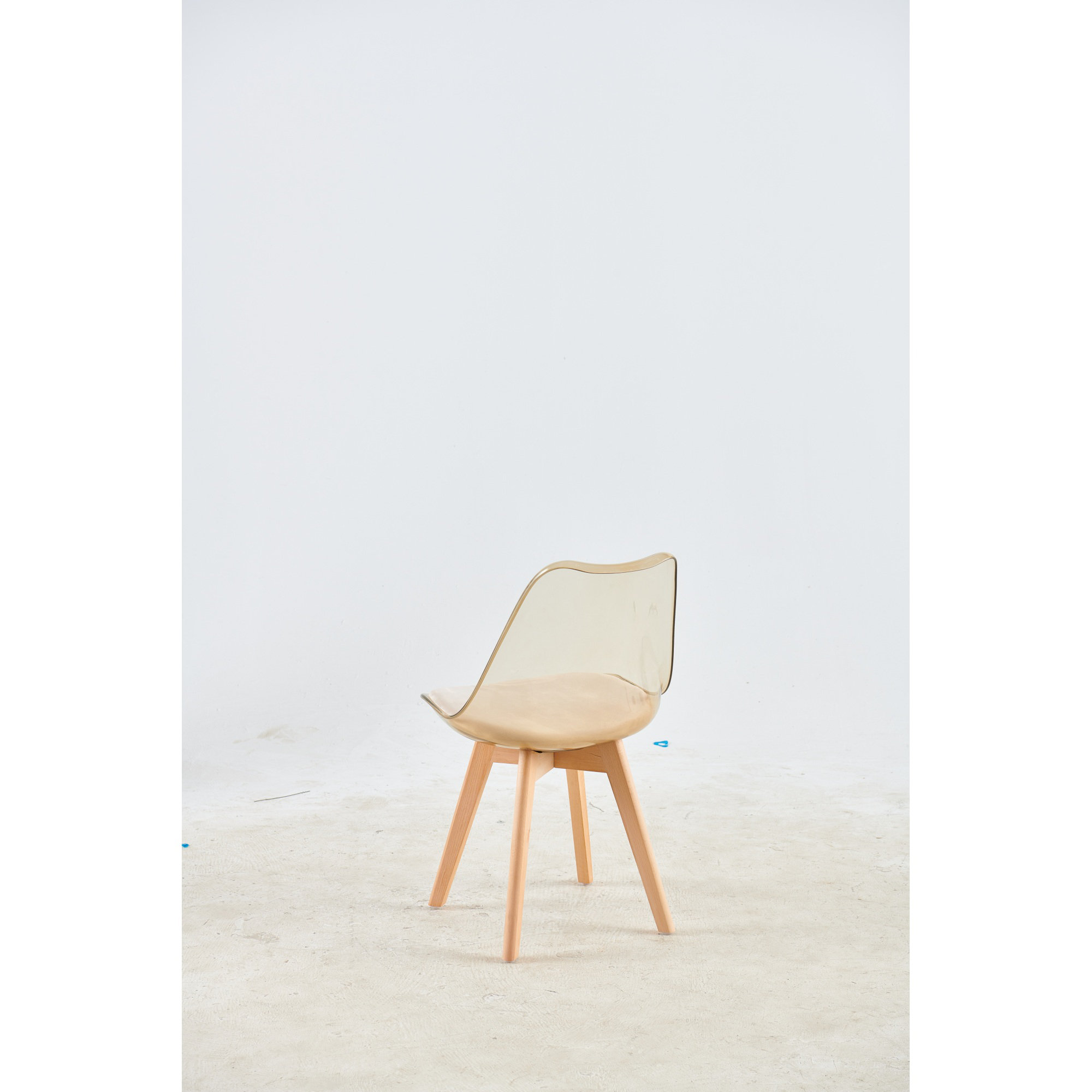 George Oliver Wood leg yellow transparent back chairs | set of 4 ...