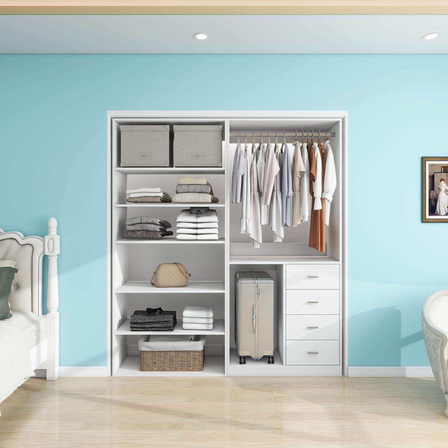 Latitude Run® Closet System , Closet Shelving System with 4 Drawers ...