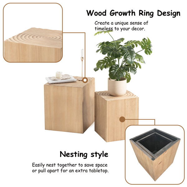 Foundry Select Bahiyyah 2 Piece Tree Stump End Table Multiple Styling ...