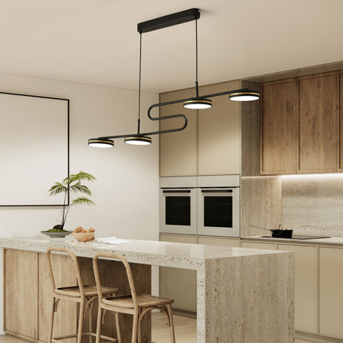 Wrought Studio Elorah 4 - Light Black LED Kitchen Island Pendant | Wayfair