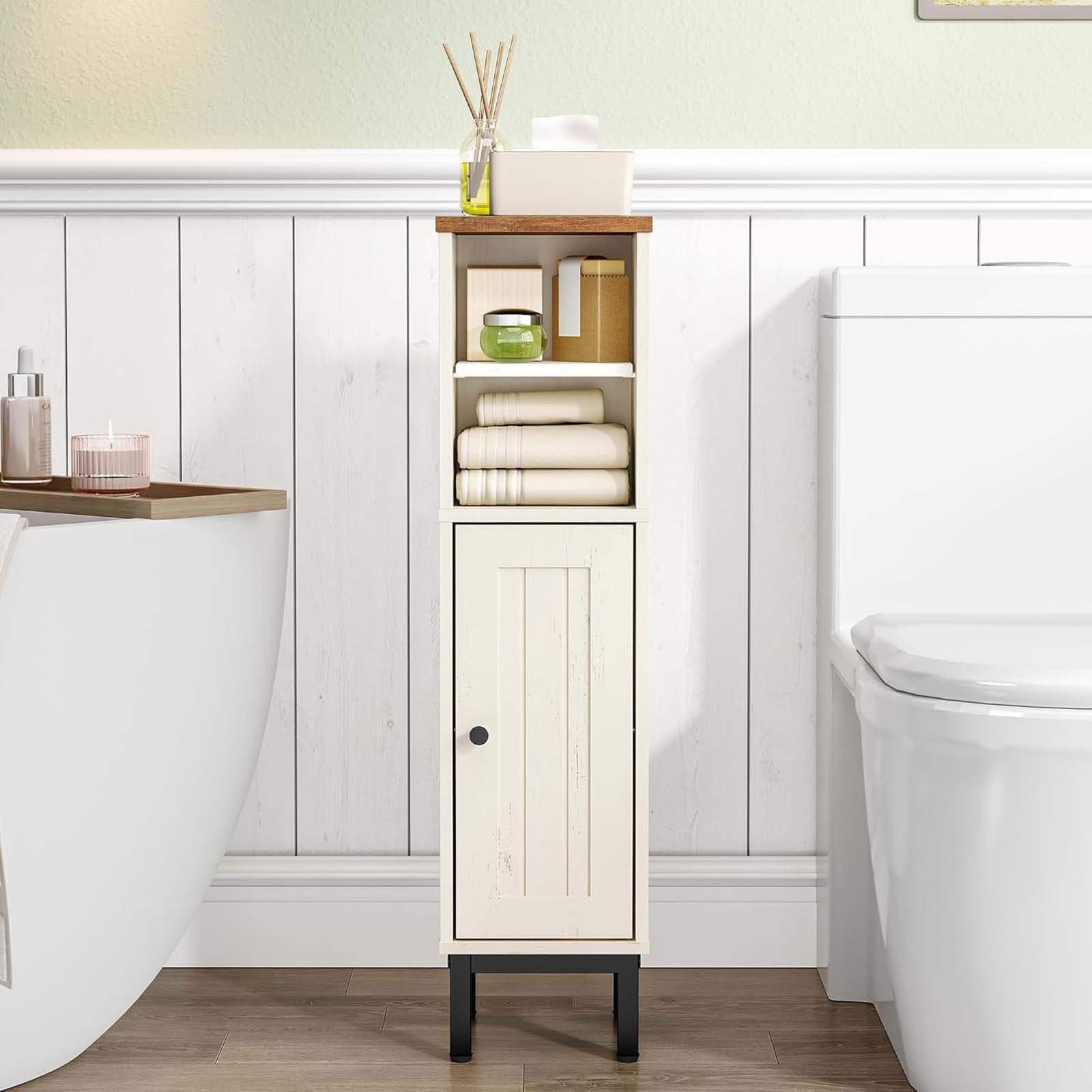 Mercer41 Bathroom Storage Cabinet, Corner Floor Cabinet With Shelves ...