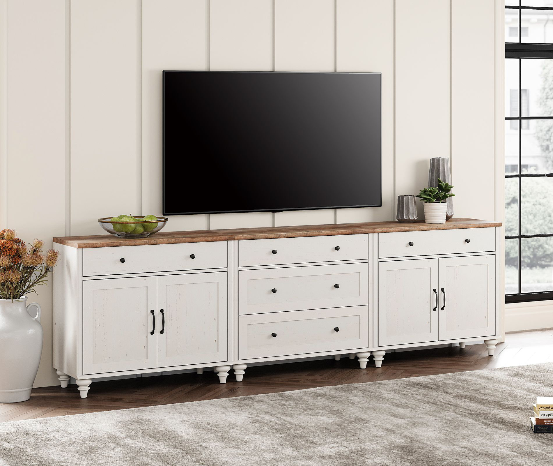 Alcott Hill Entertainment Centre With 5 Drawers And 4 Doors, 3-In-1 TV ...