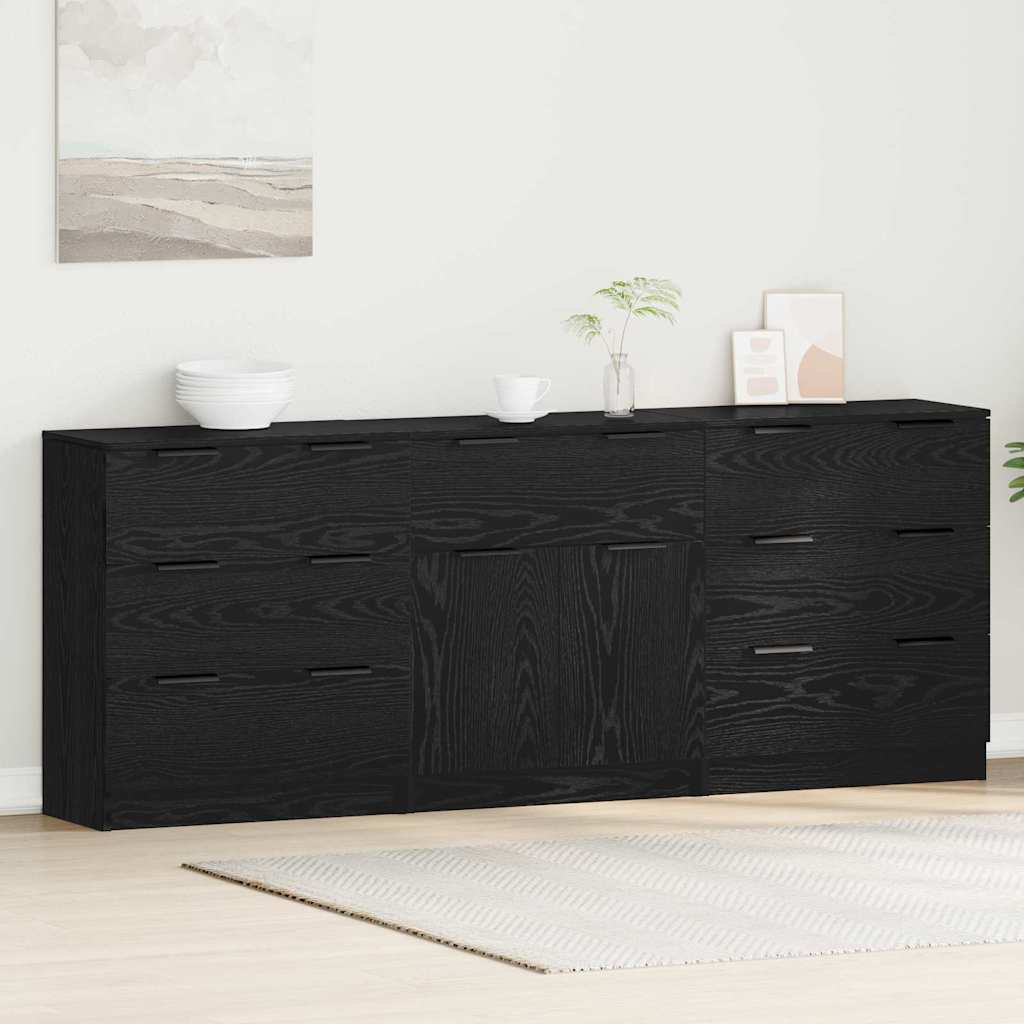 Latitude Run Sideboard 3 Pcs Black Oak 60 X 30 X 70 Cm Engineered Wood ...
