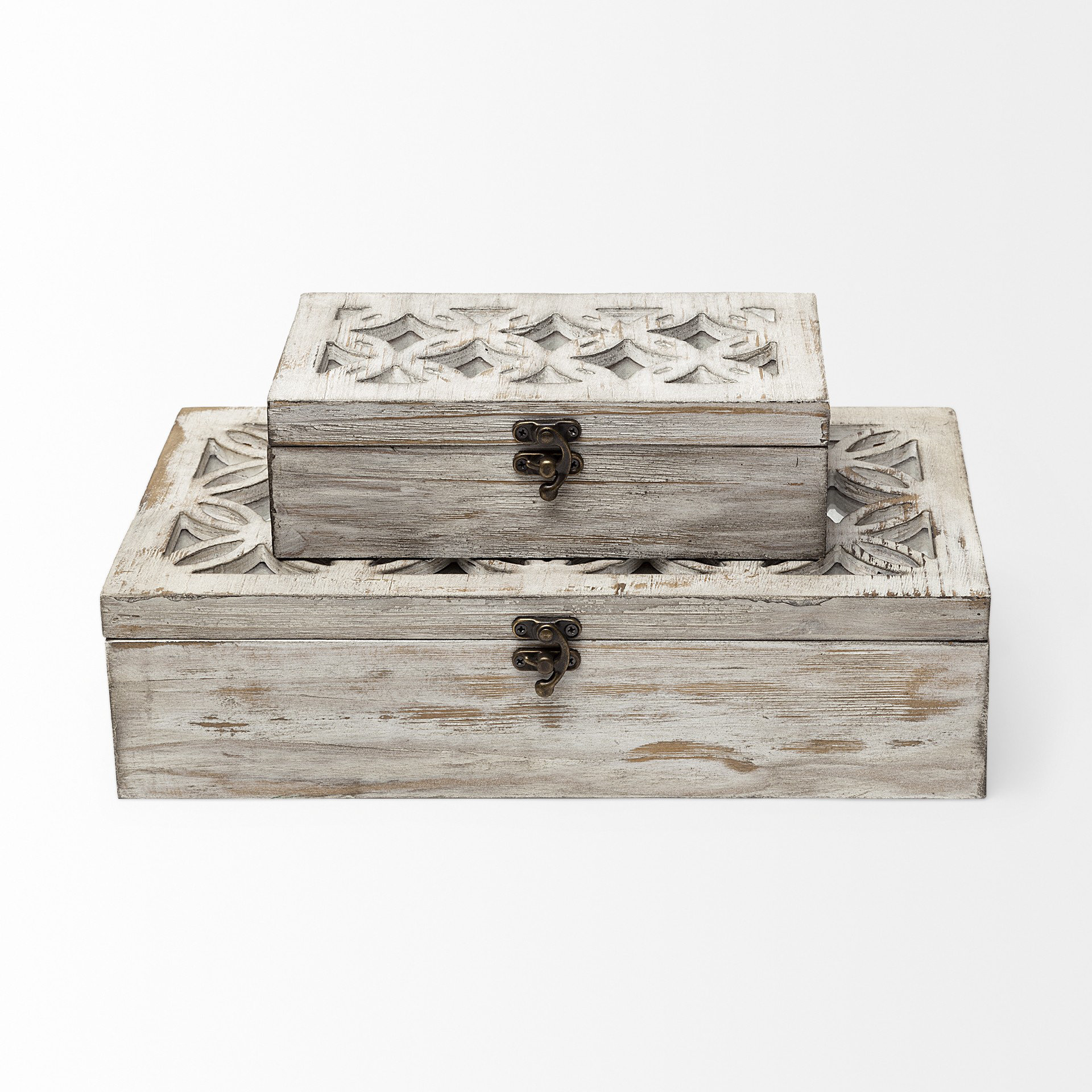 Rebrilliant Set Of Two Distressed White Wooden Boxes - Wayfair Canada