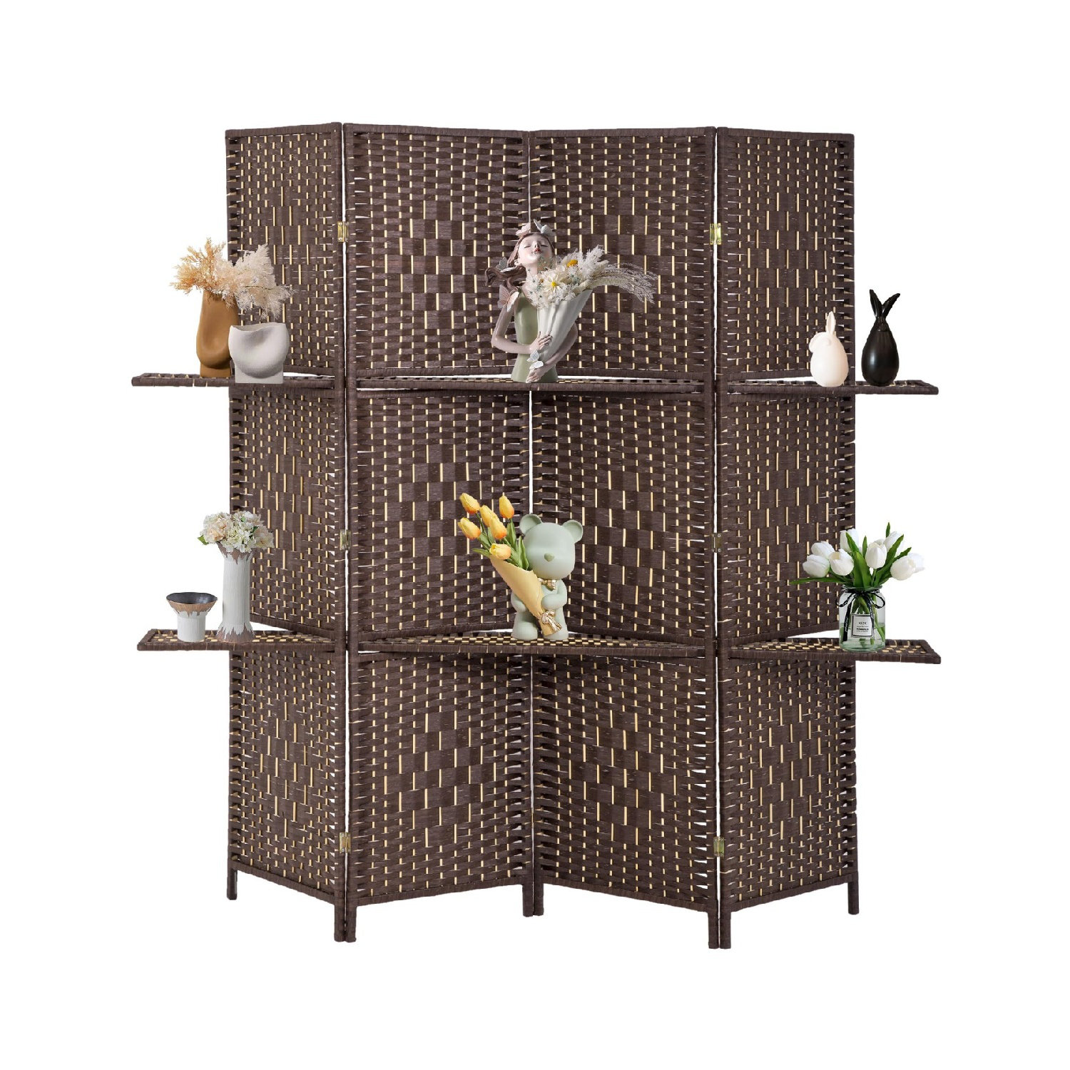 Red Barrel Studio® Room Divider 4 Panel Room Screen Divider Wooden ...