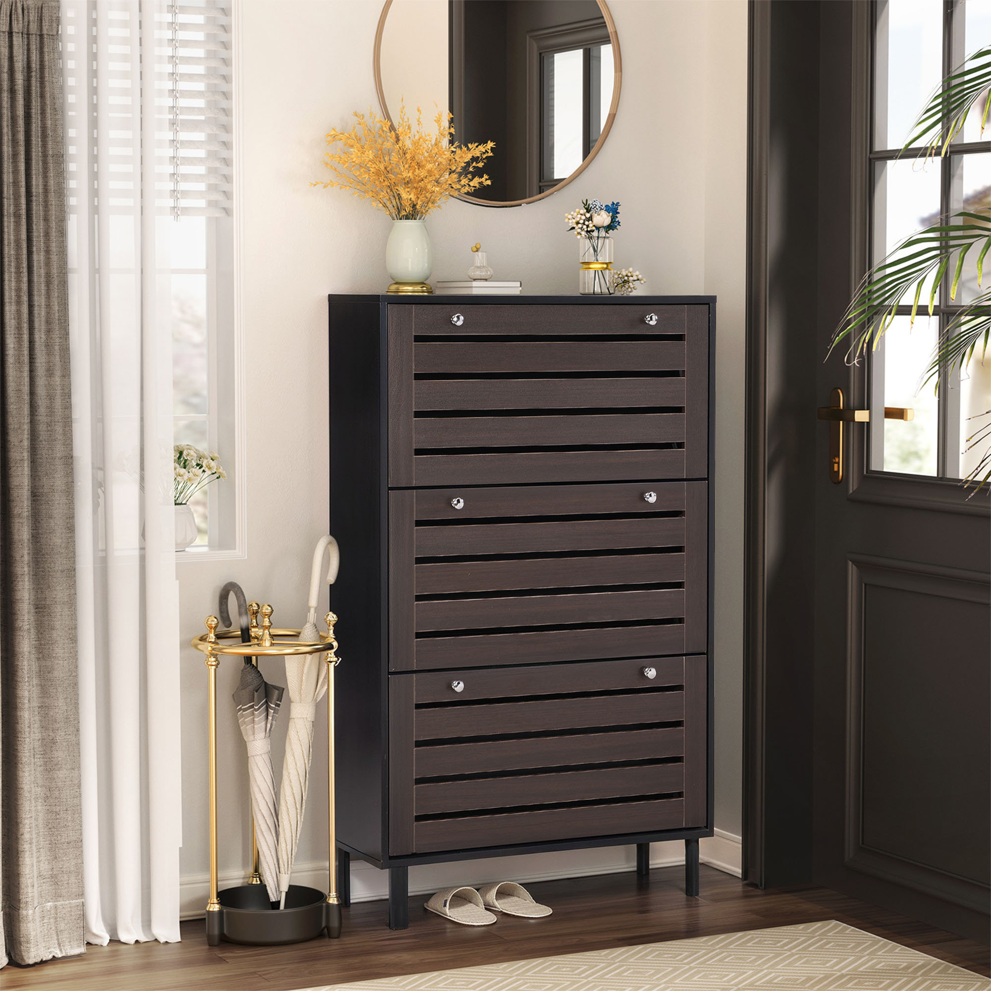 George Oliver Shoe Storage Cabinet With Flip Drawers, Shoe Organizer ...