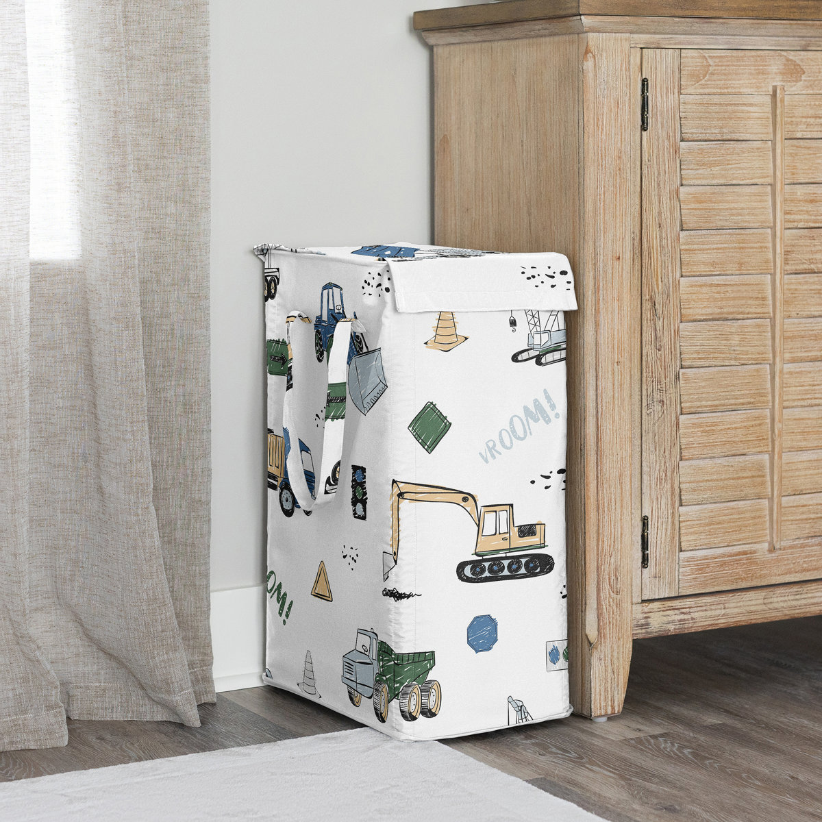 Sweet Jojo Designs Construction Truck Green and Blue Foldable Laundry ...