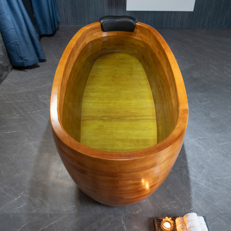 WoodBridge 67'' x 31.5'' Freestanding Soaking Wood Bathtub | Wayfair