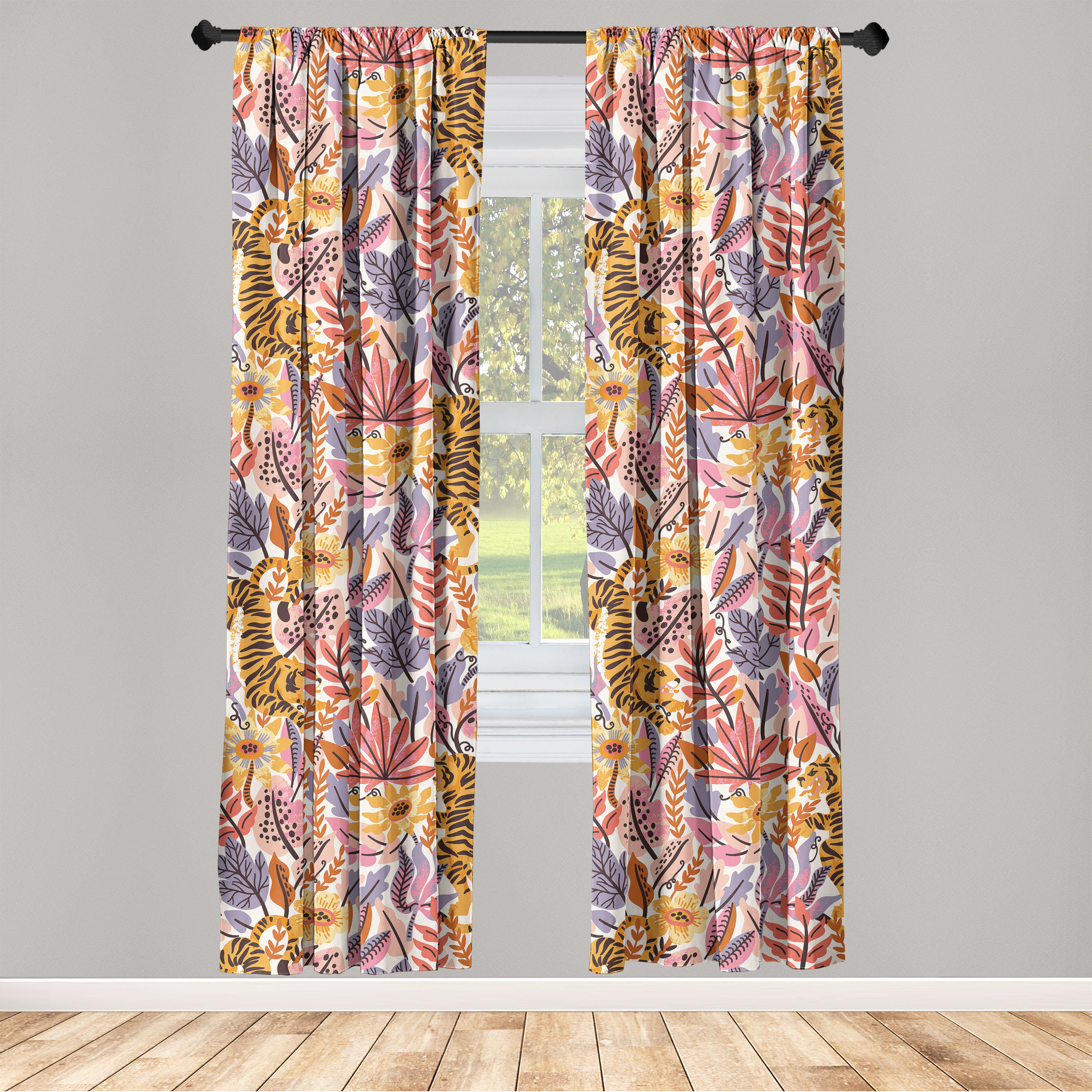 East Urban Home Exotic Life Curtains Tropical Leaves Tiger Pair of ...