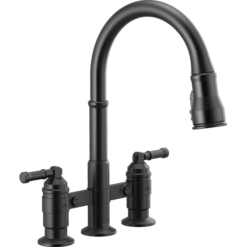 Delta Broderick Pull Down Two Handle Bridge Kitchen Faucet | Wayfair