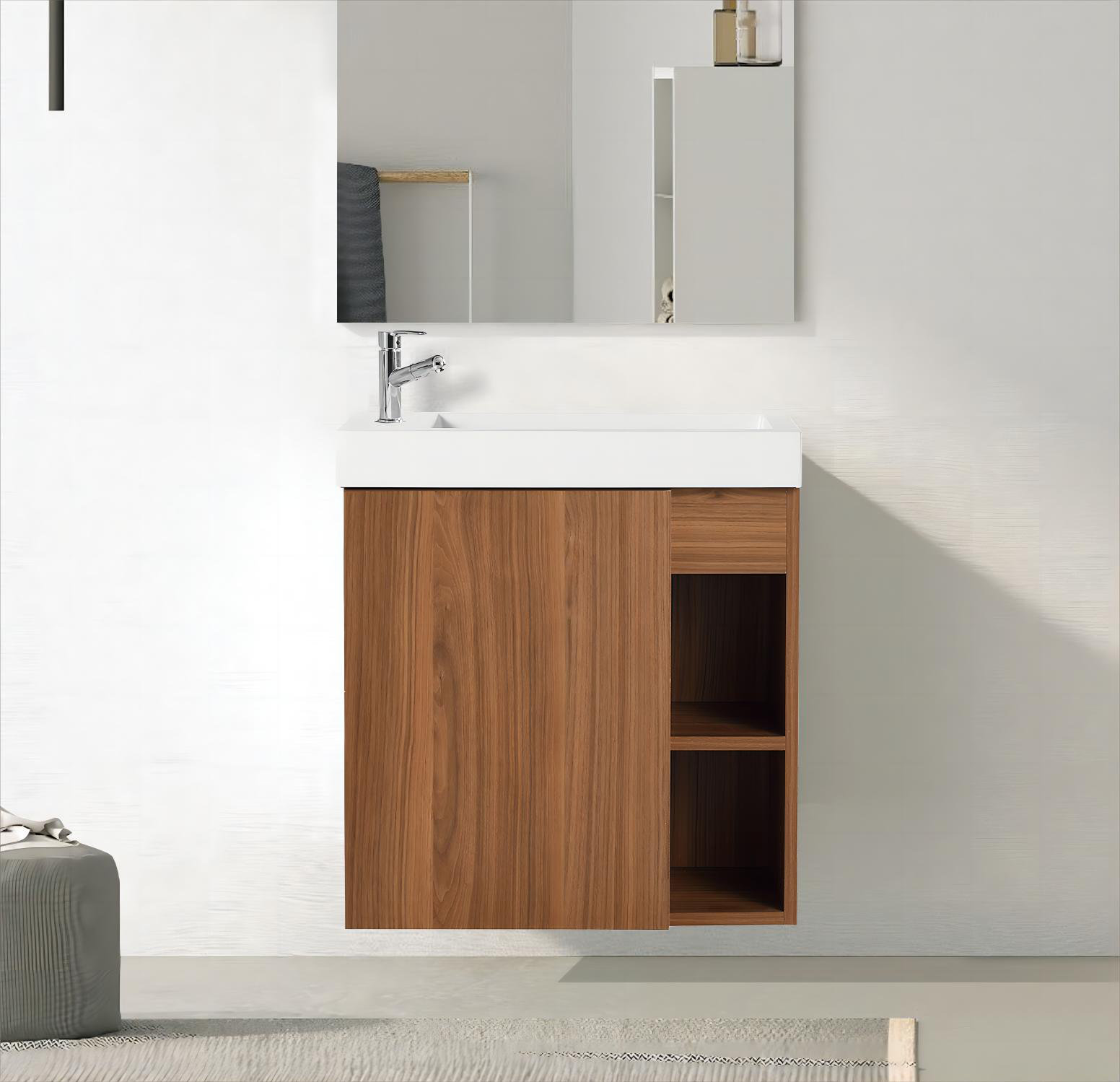 Inhouse 20'' Wall-Mounted Floating Bathroom Vanity with Resin Sink ...