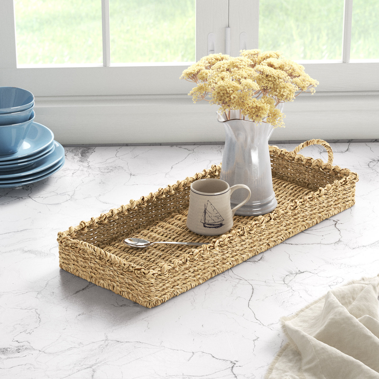 Sand & Stable™ Ryan Bankuan Wicker Coffee Table Tray & Reviews | Wayfair