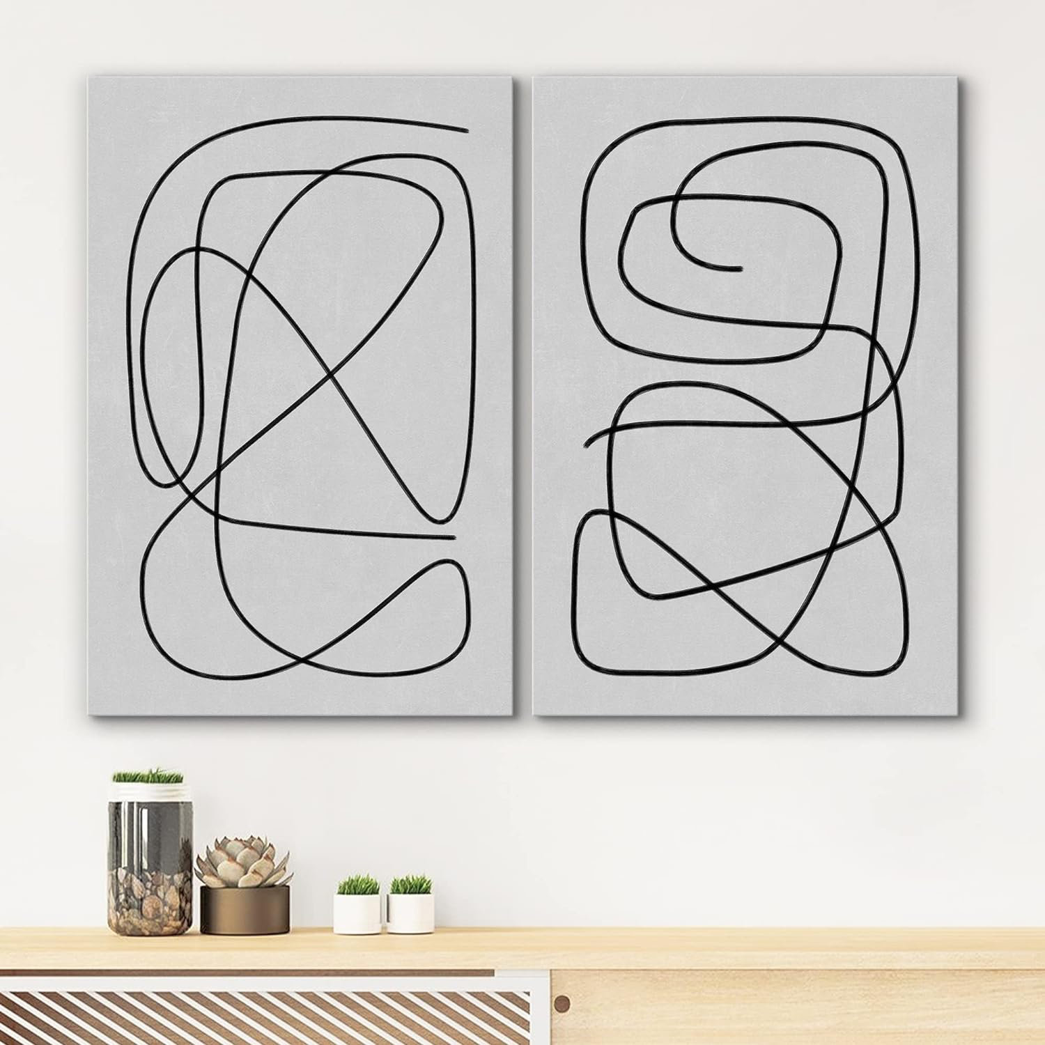 IDEA4WALL Geometric Line Mid-Century Geometric Spiral Collage Abstract ...