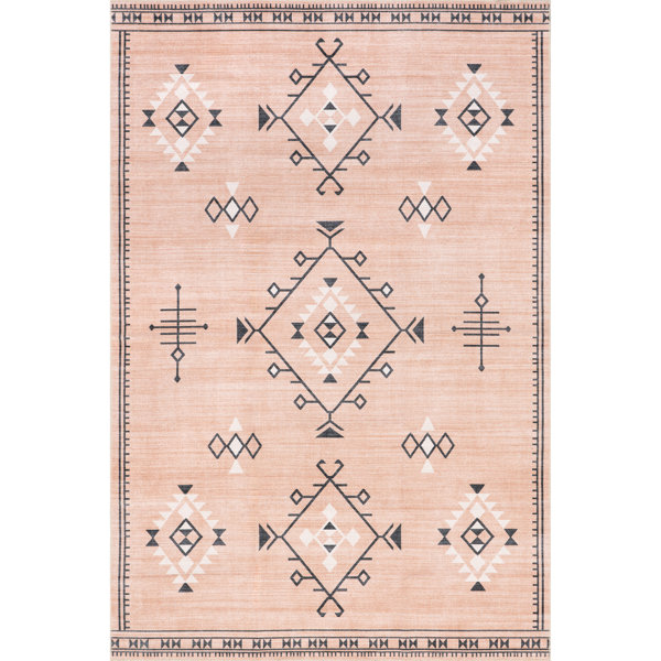 Union Rustic Evalyn Diamond Machine Washable Area Rug for Living Room ...