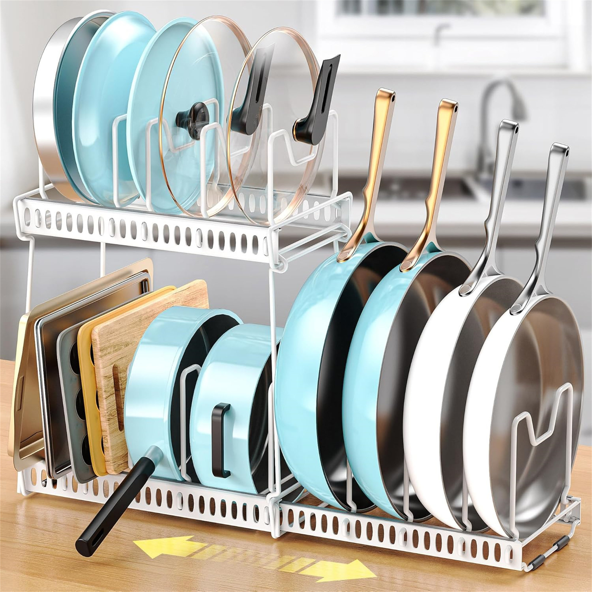 SUBORM 3 Piece Cabinet Pan Organizer with 14 Adjustable Compartments ...